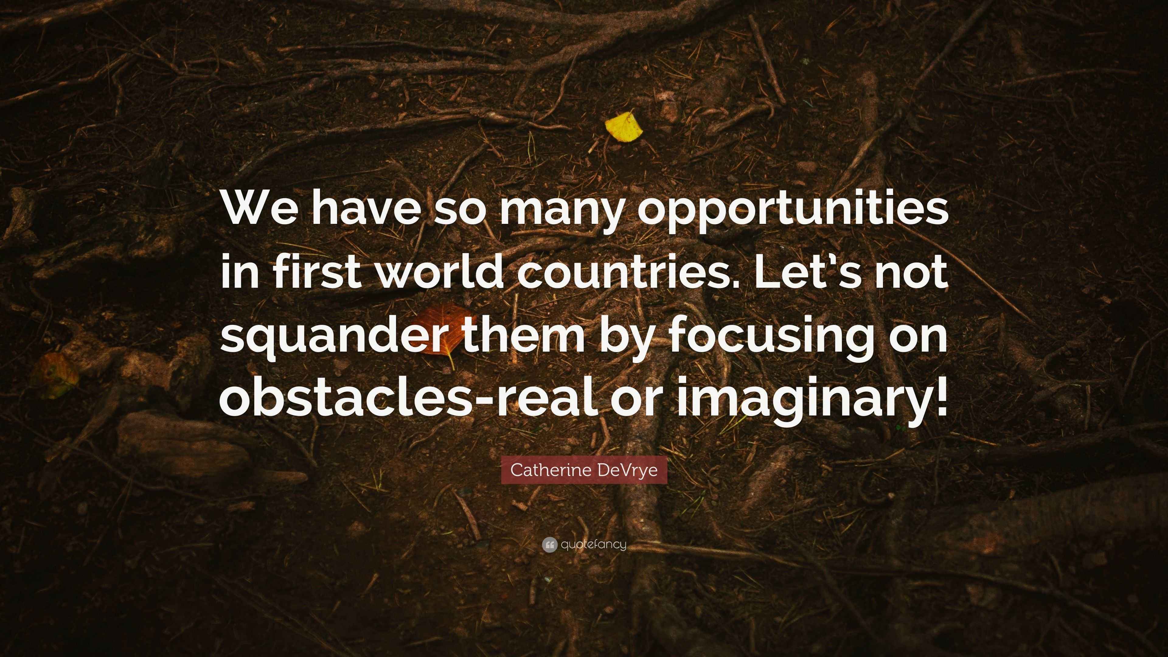 Catherine DeVrye Quote: “We have so many opportunities in first world ...