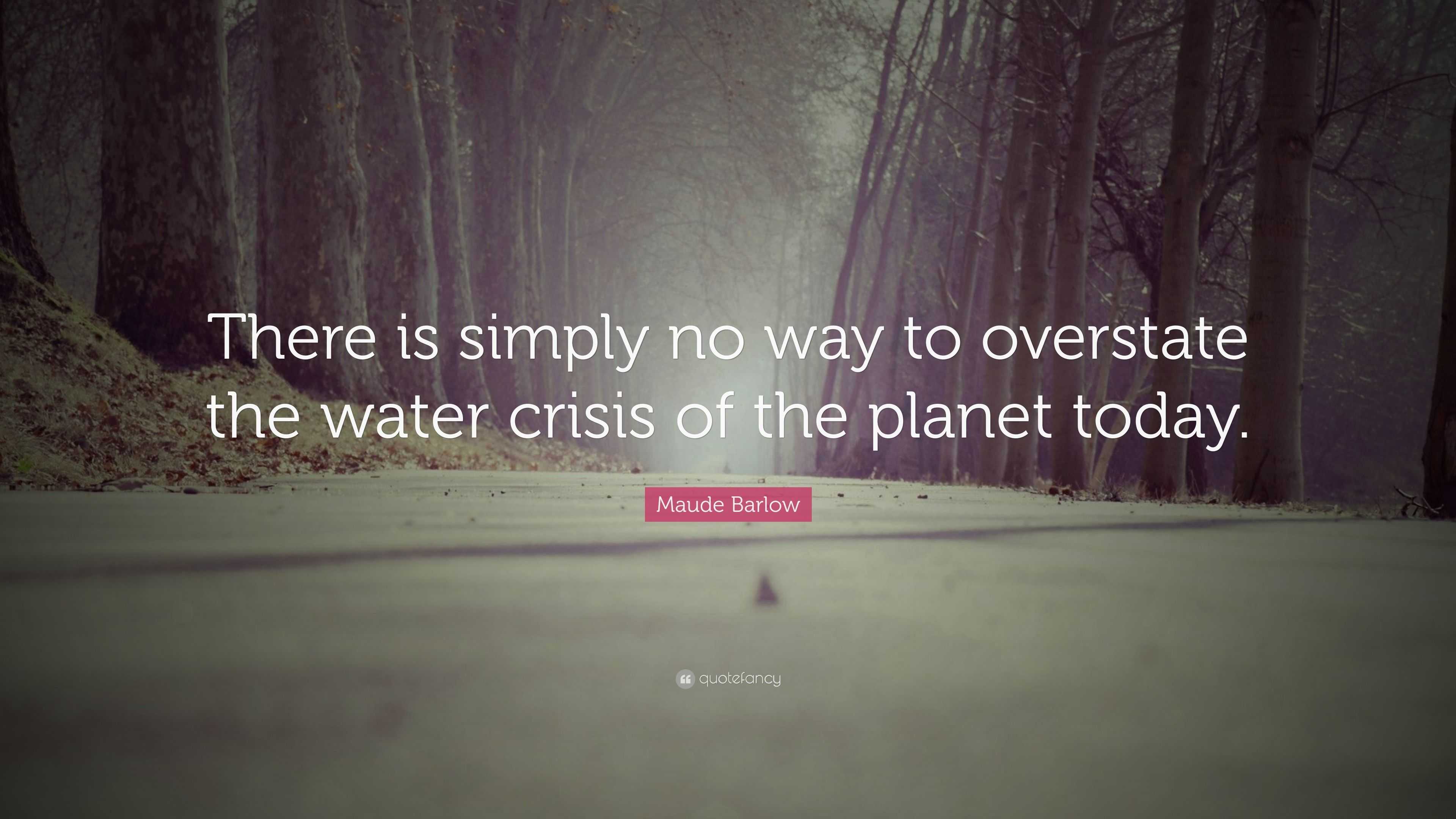 Maude Barlow Quote: “There is simply no way to overstate the water ...