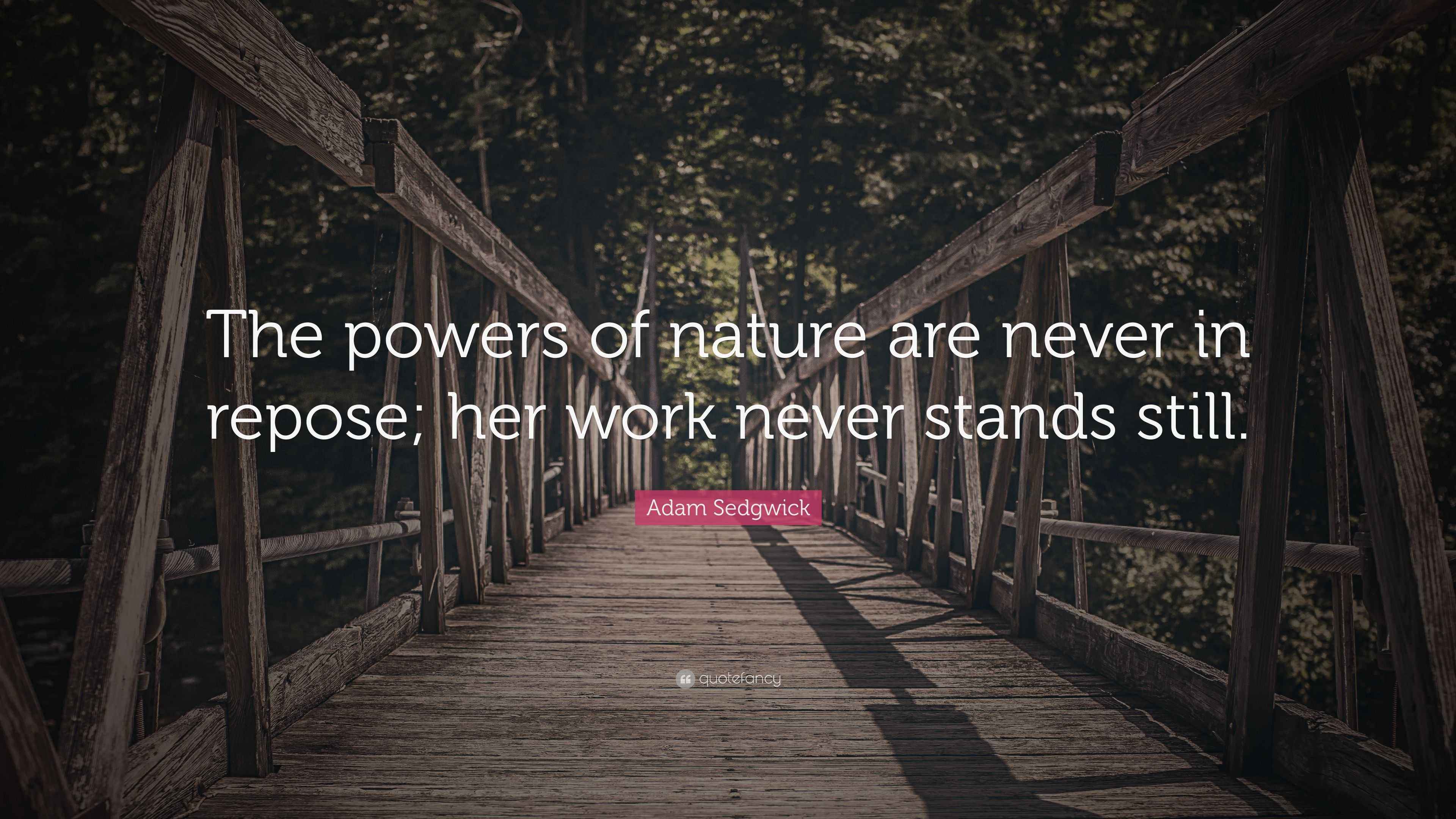 Adam Sedgwick Quote: “The powers of nature are never in repose; her ...