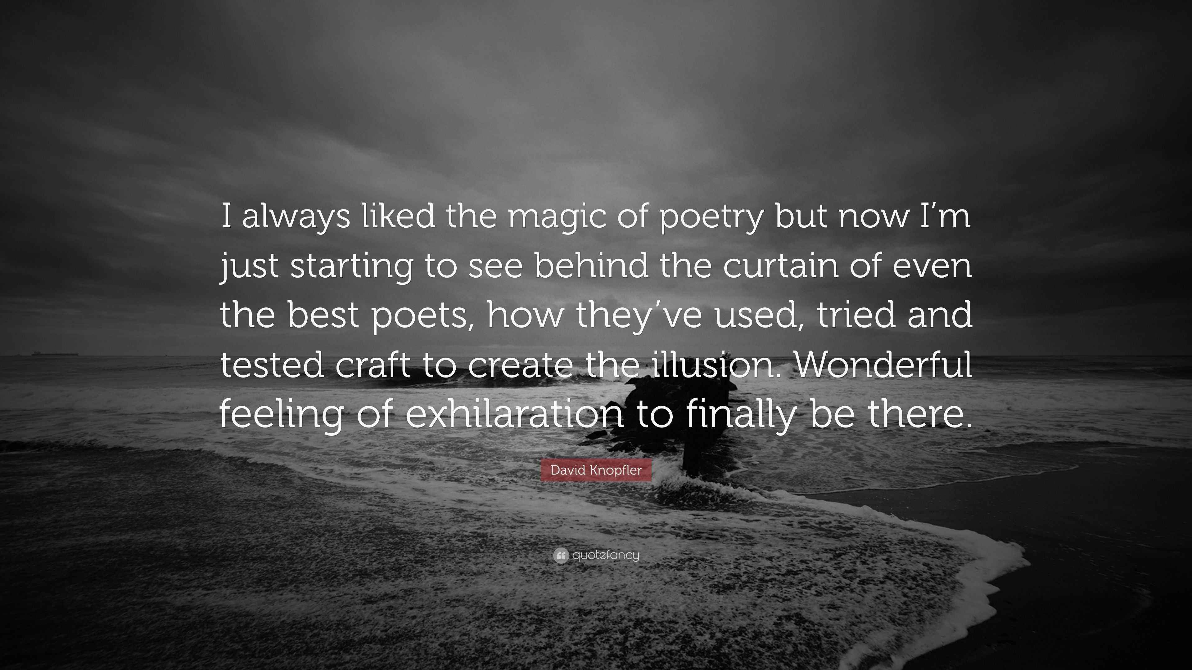 David Knopfler Quote: “I always liked the magic of poetry but now I’m ...