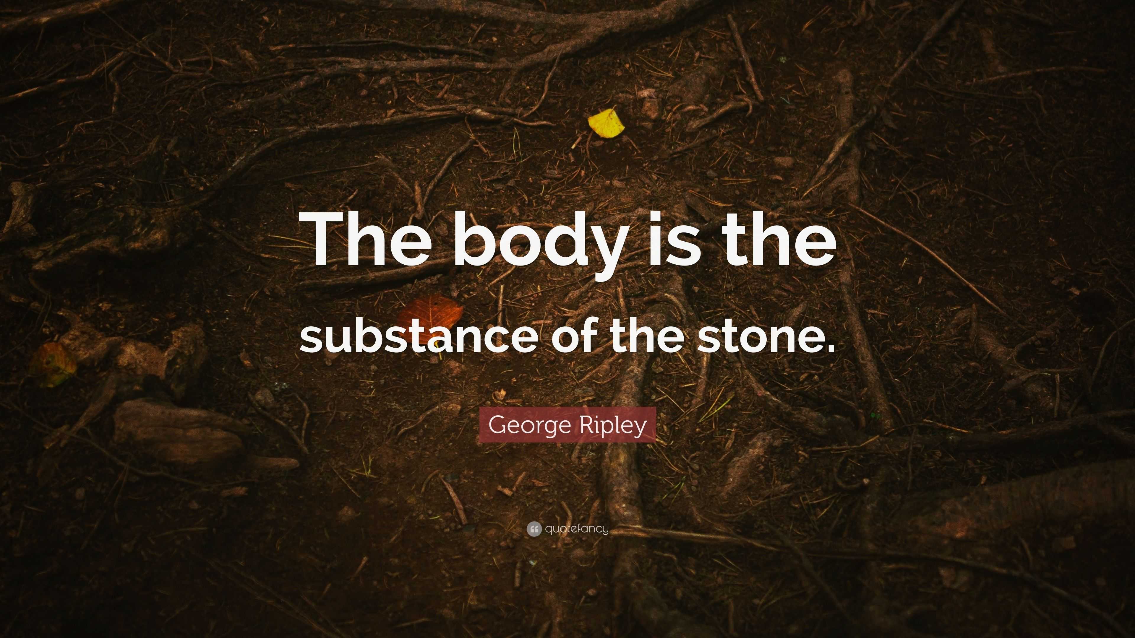 George Ripley Quote: “The body is the substance of the stone.”