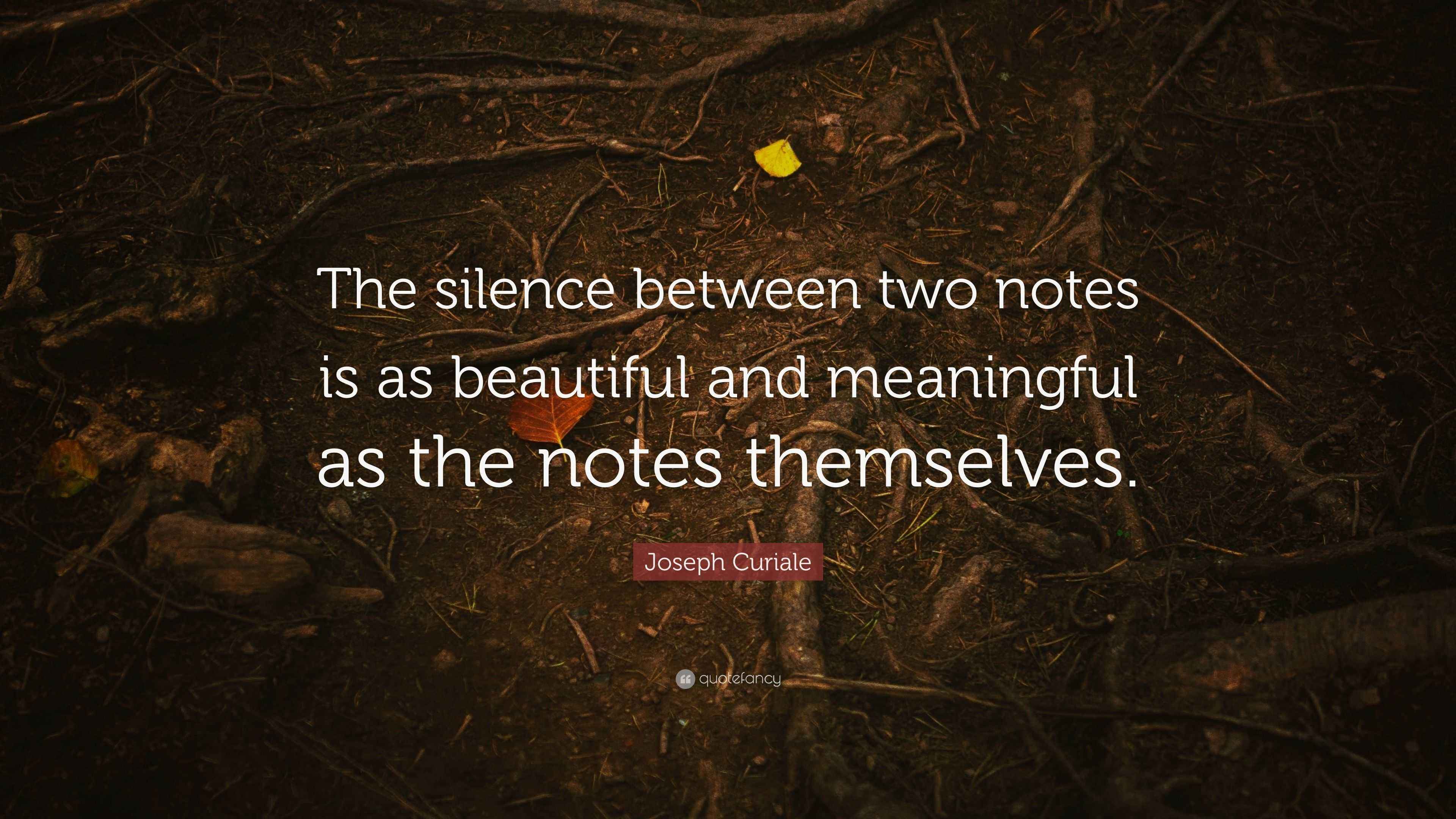 Joseph Curiale Quote: “The silence between two notes is as beautiful ...