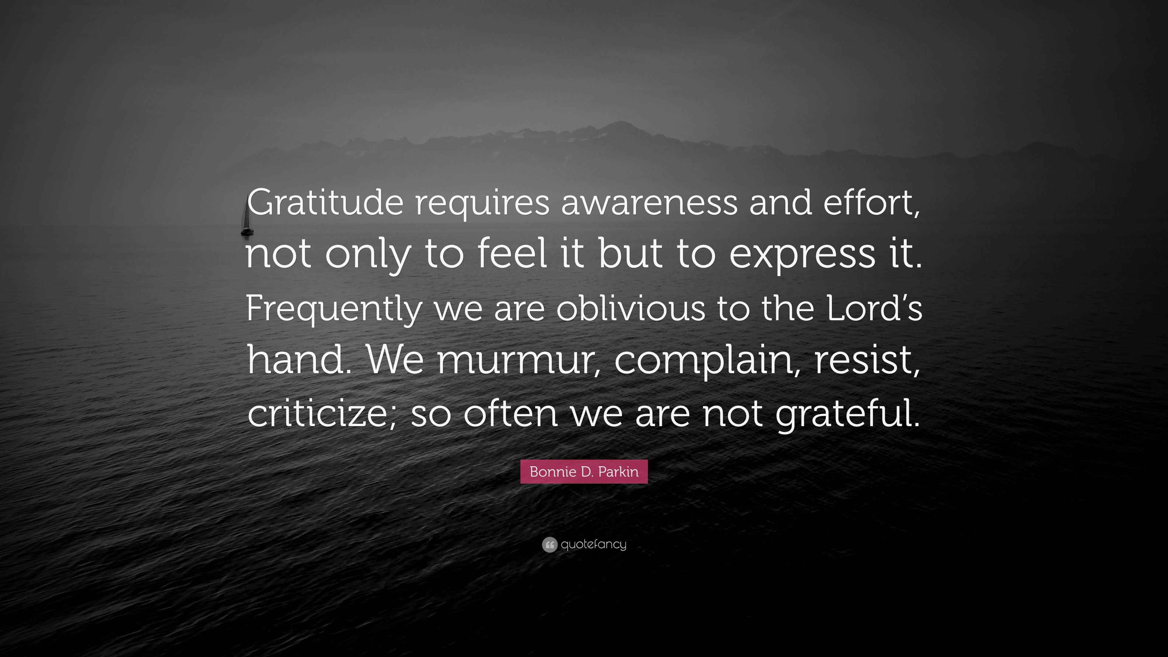 Bonnie D. Parkin Quote: “Gratitude requires awareness and effort, not ...
