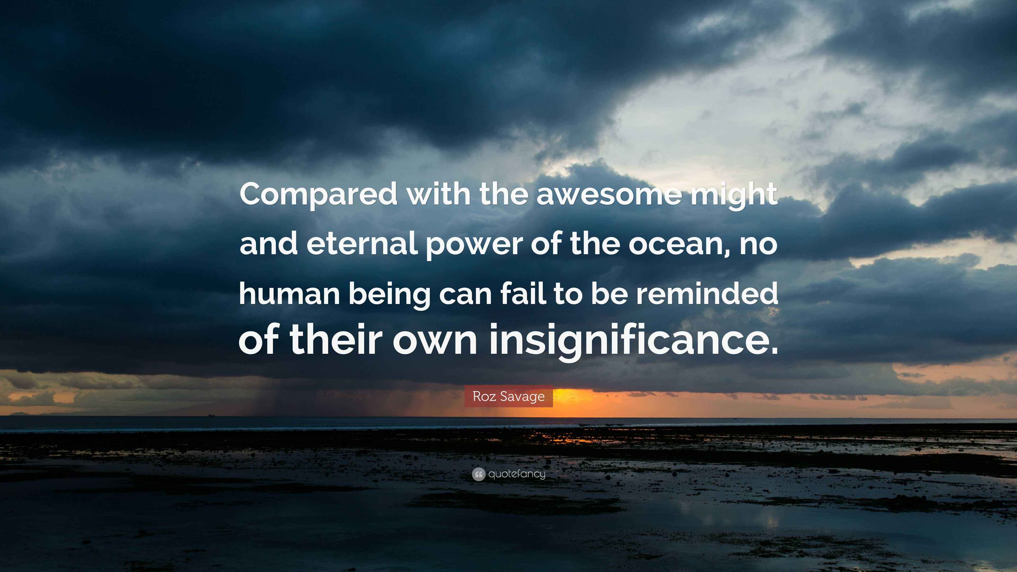 Roz Savage Quote: “Compared with the awesome might and eternal power of ...