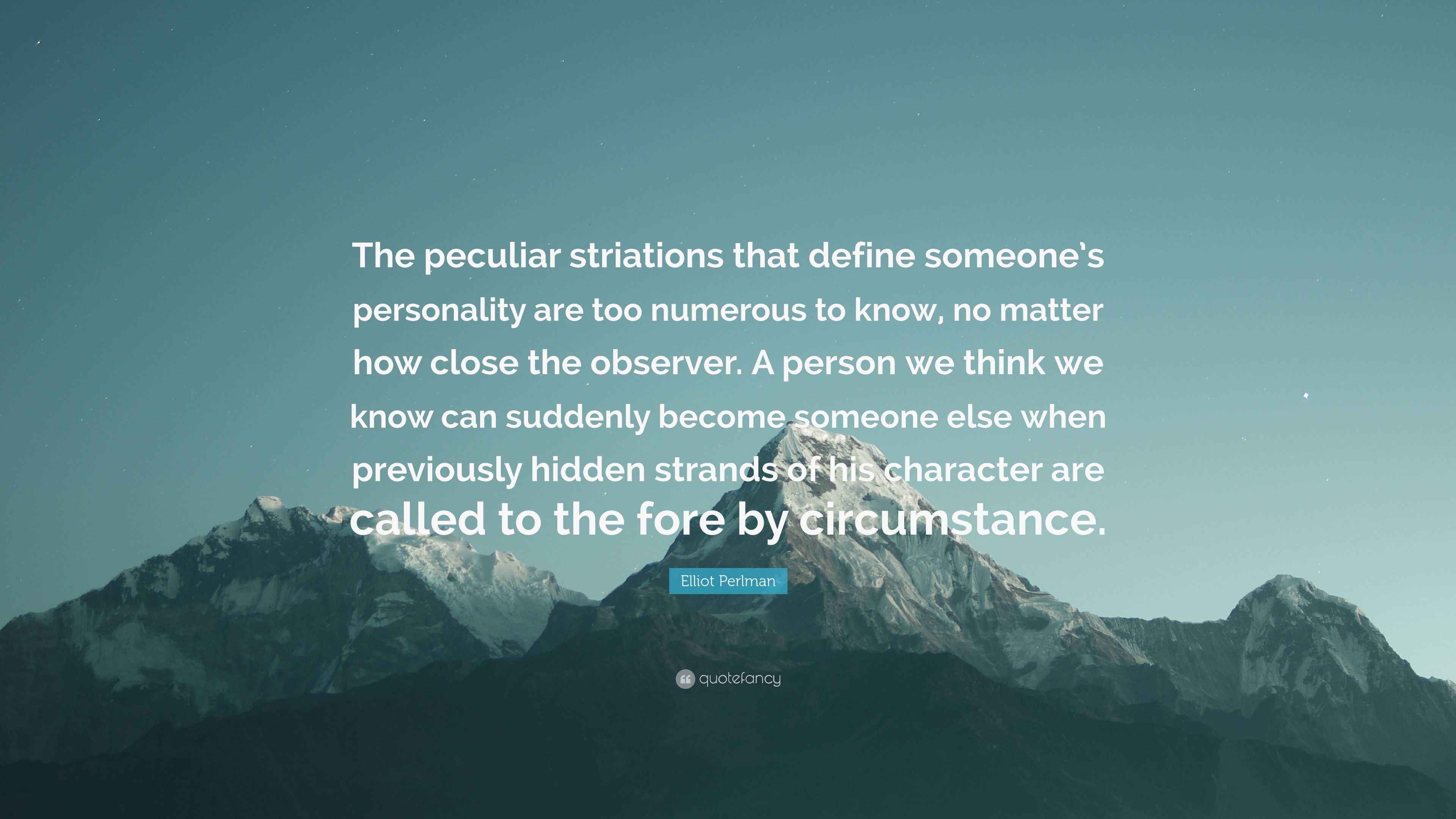 Elliot Perlman Quote: “The peculiar striations that define someone’s ...