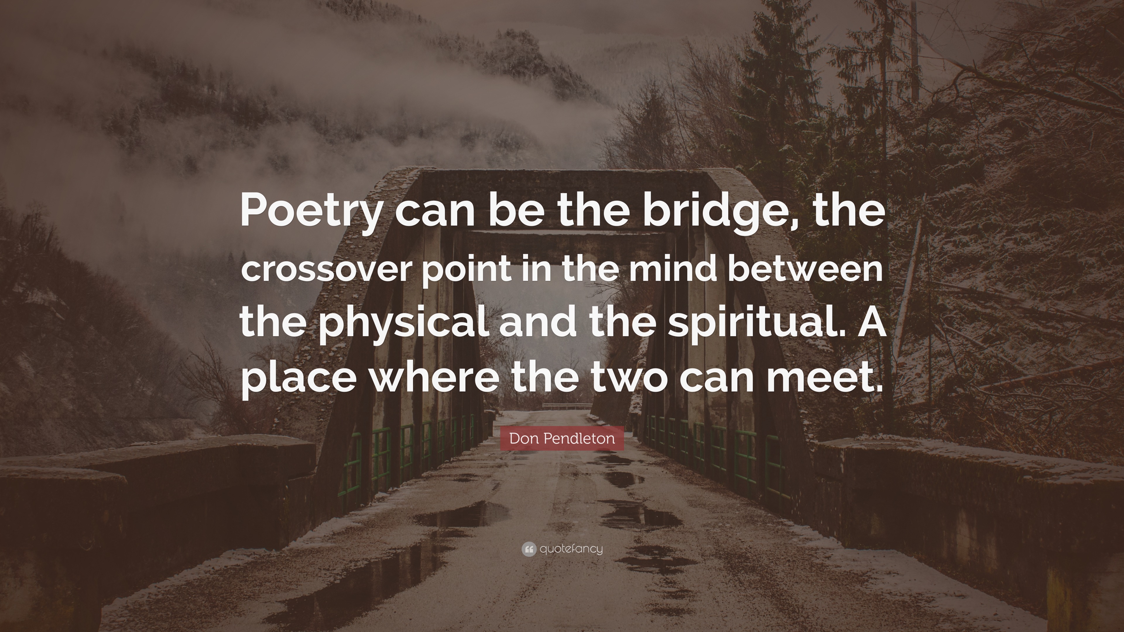 Don Pendleton Quote: “Poetry can be the bridge, the crossover point in ...