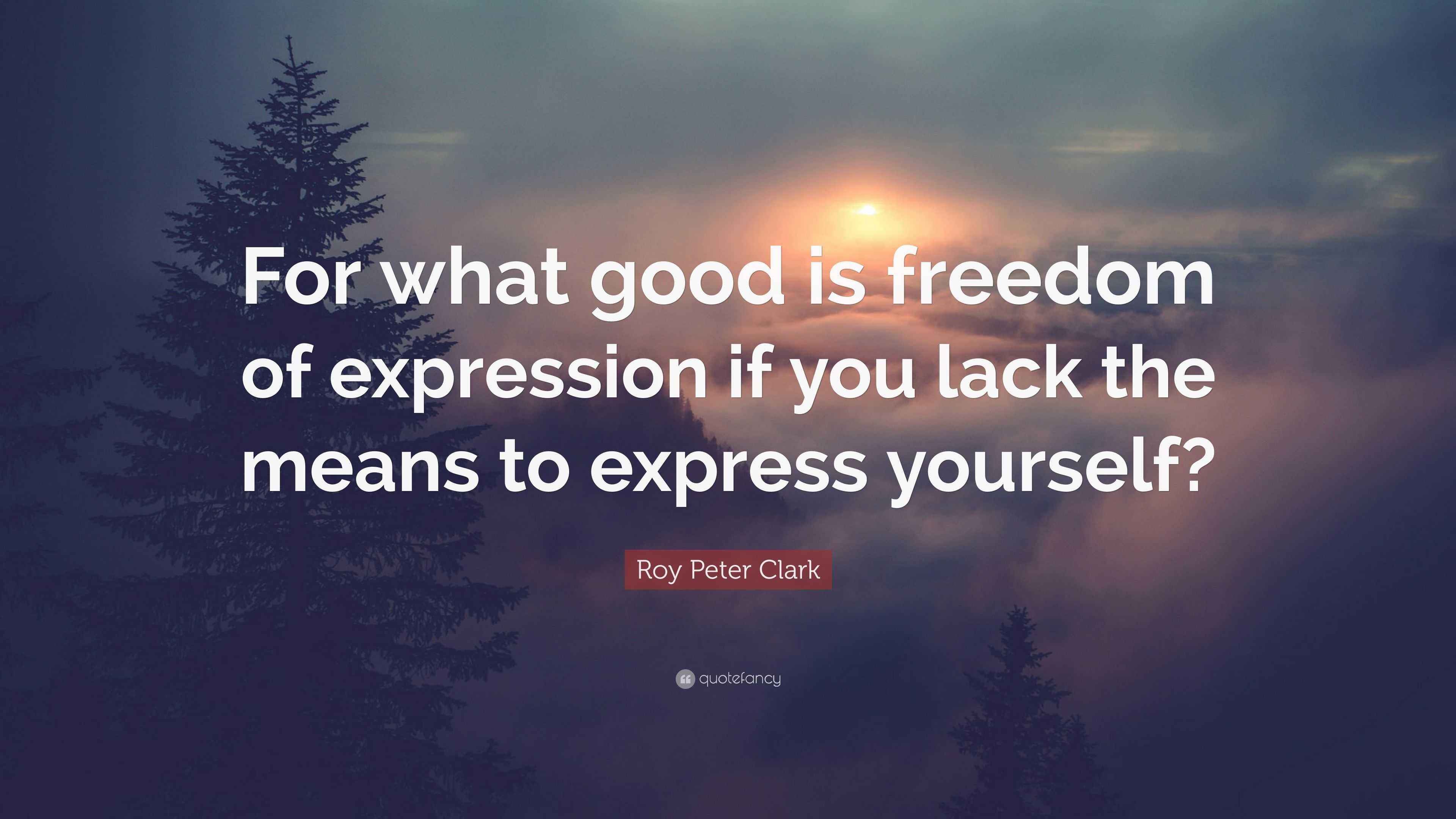 Roy Peter Clark Quote: “For what good is freedom of expression if you ...