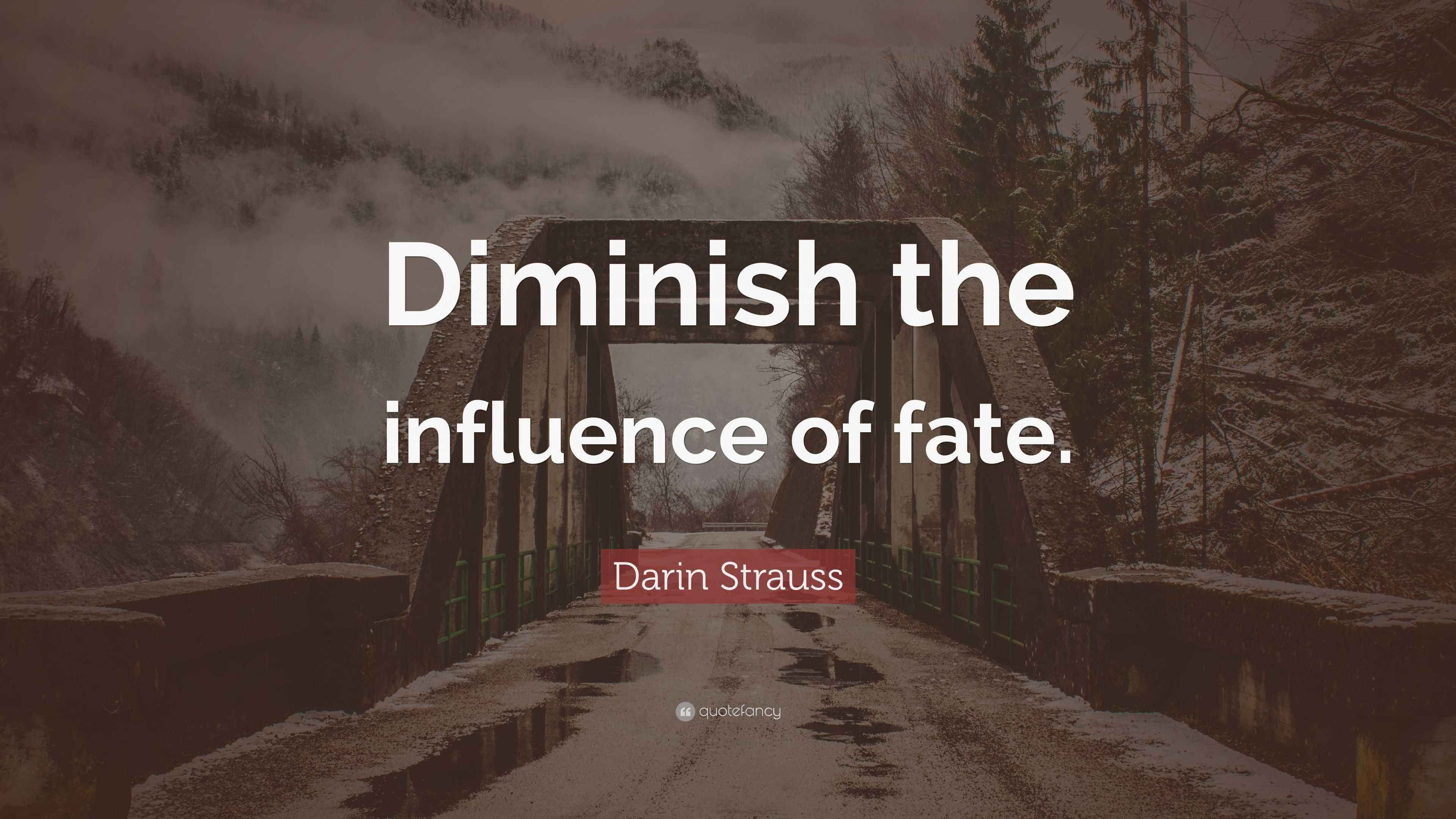 Darin Strauss Quote: “Diminish the influence of fate.”