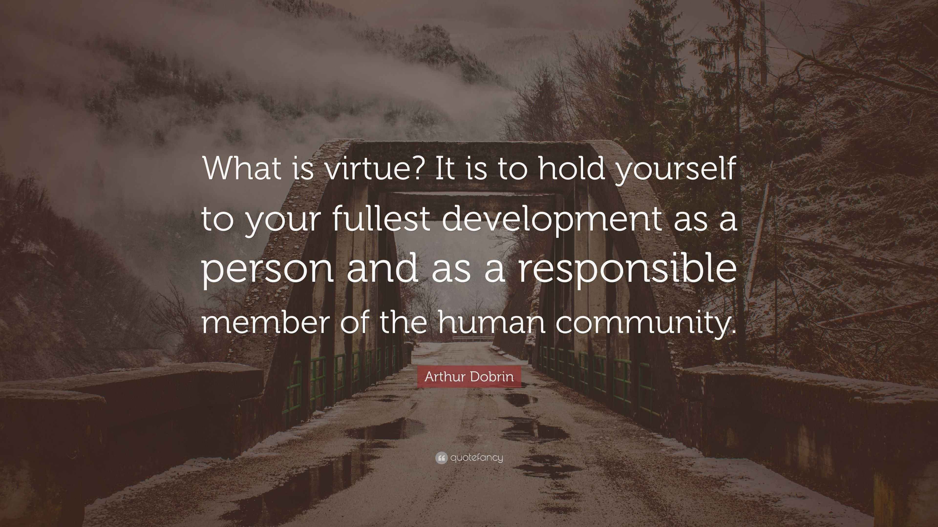 Arthur Dobrin Quote: “What is virtue? It is to hold yourself to your ...