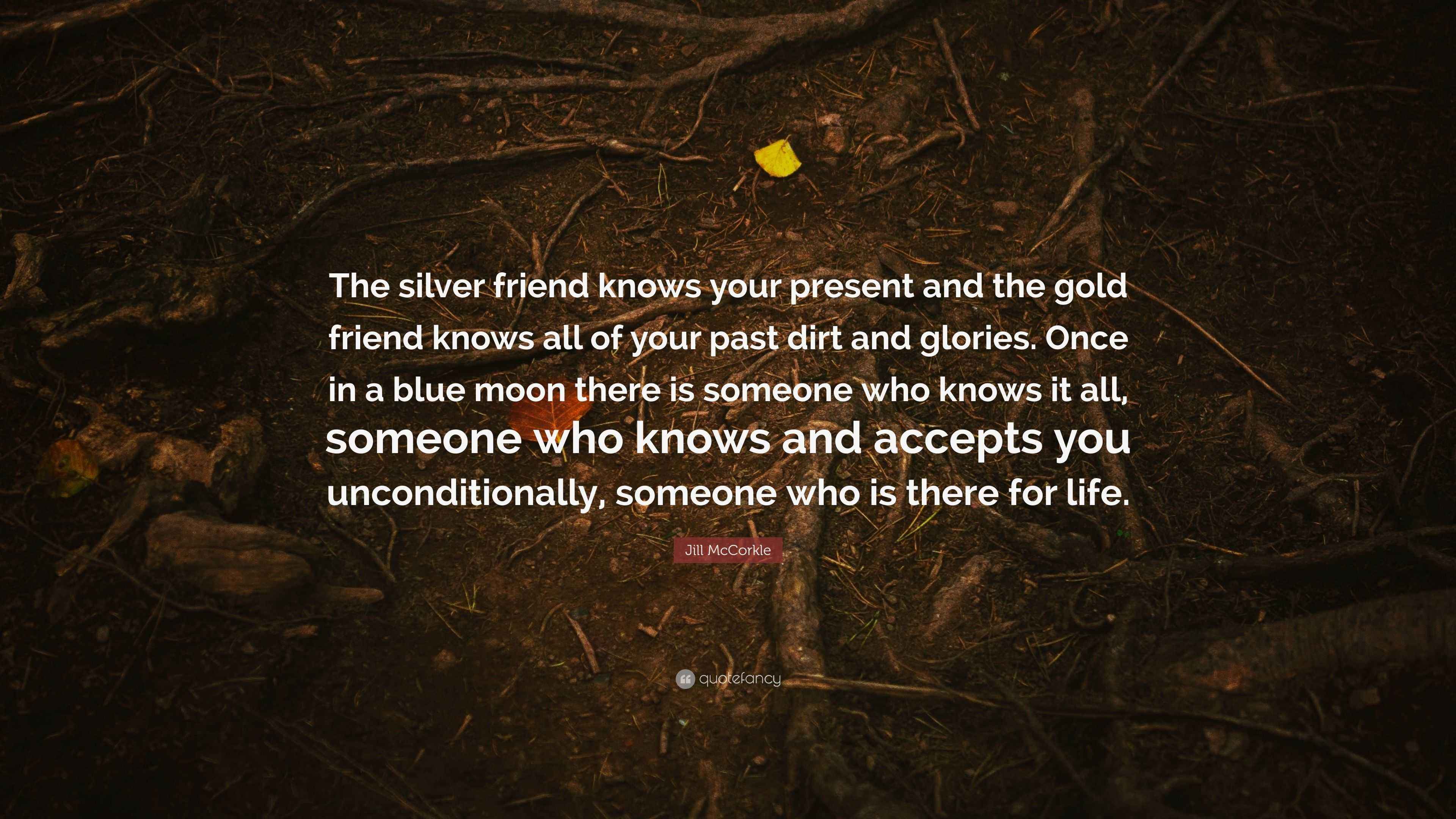 Jill McCorkle Quote: “The silver friend knows your present and the gold ...
