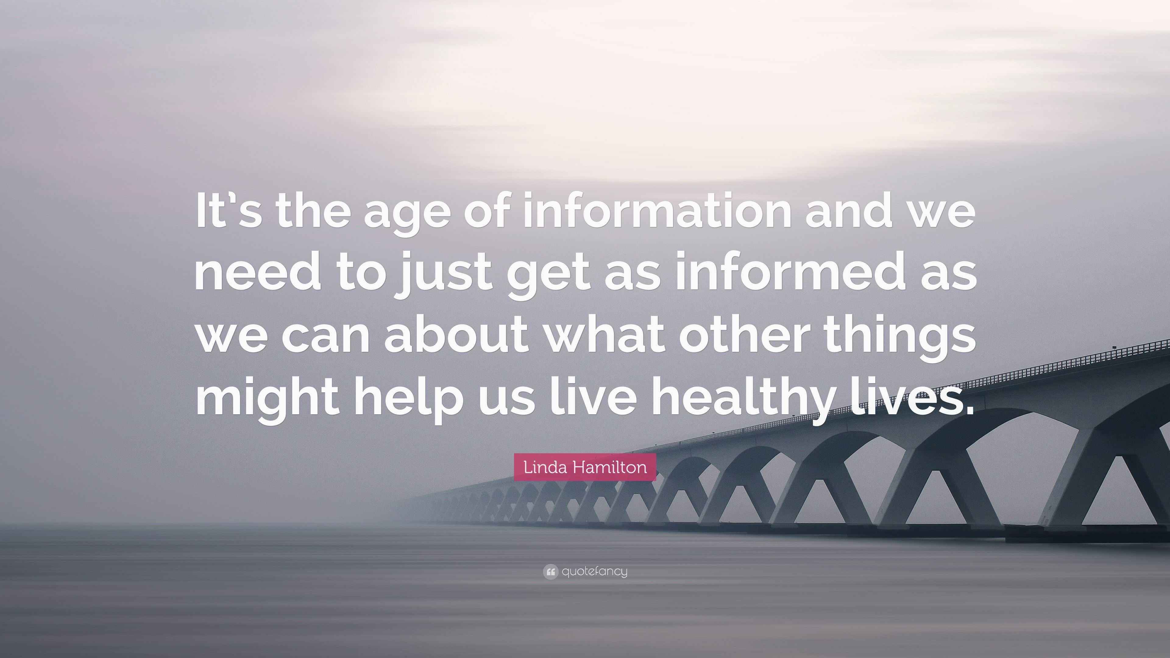 Linda Hamilton Quote: “It’s the age of information and we need to just ...