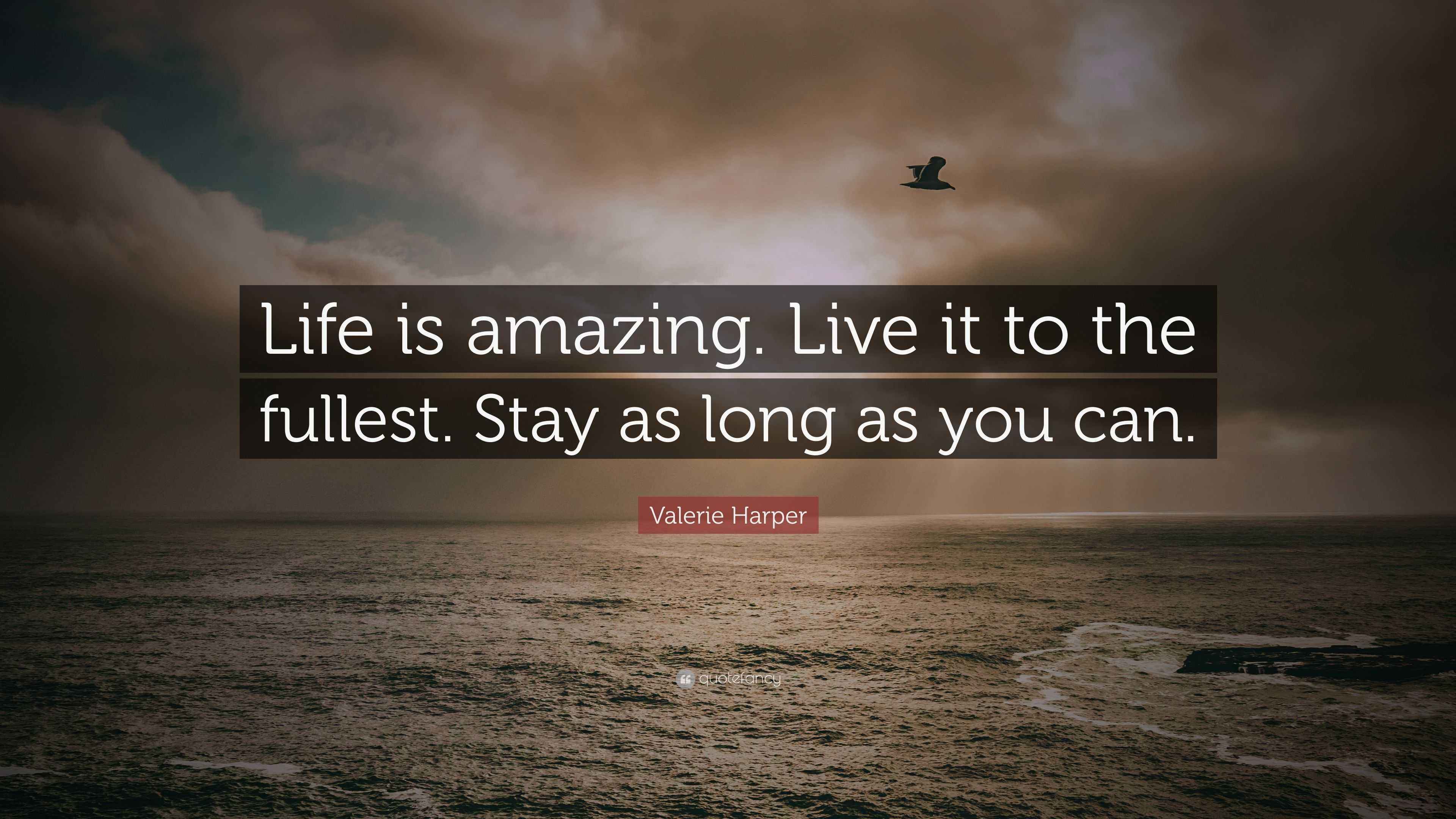 Valerie Harper Quote: “Life is amazing. Live it to the fullest. Stay as ...
