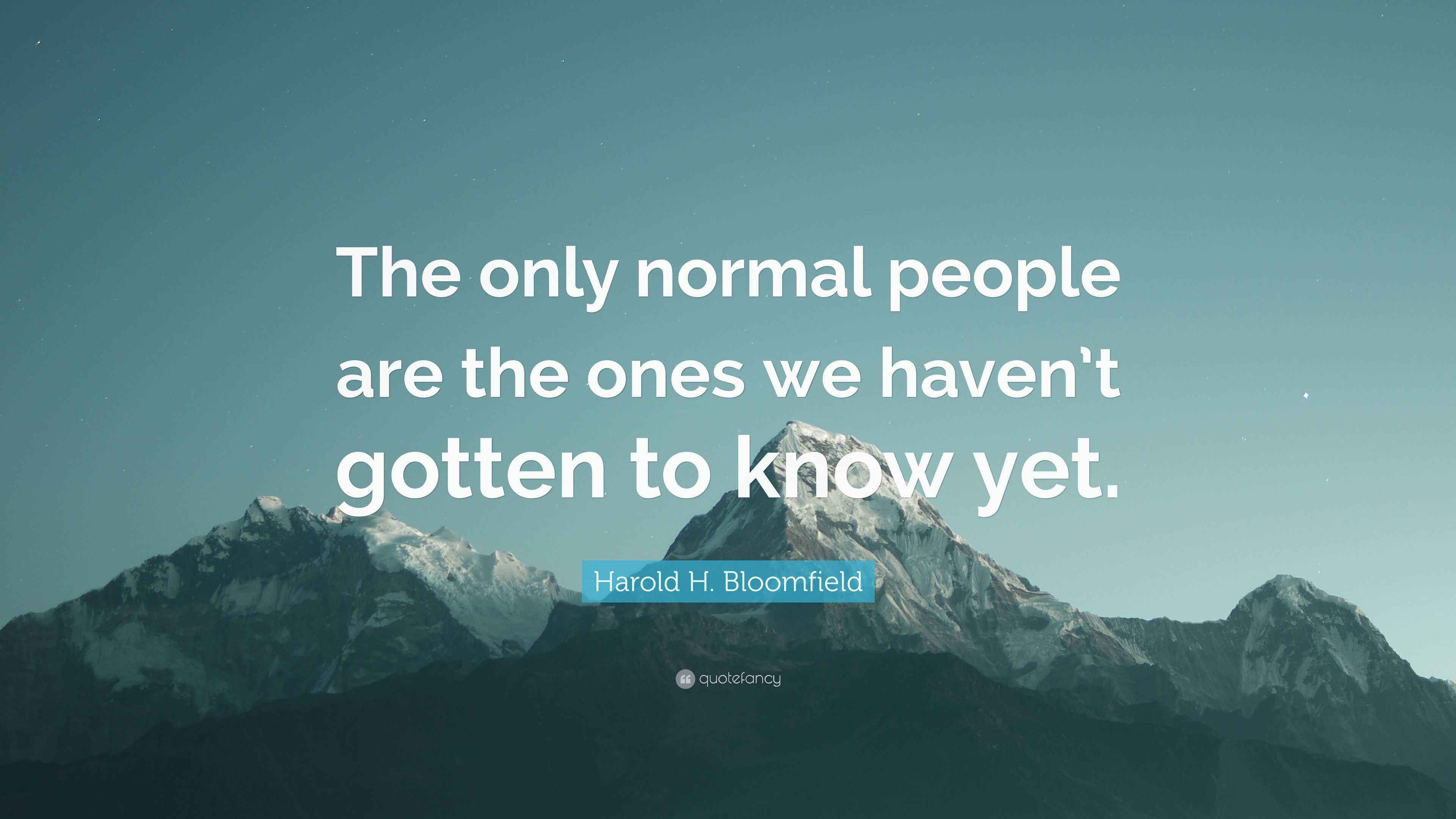 Harold H. Bloomfield Quote: “The only normal people are the ones we ...