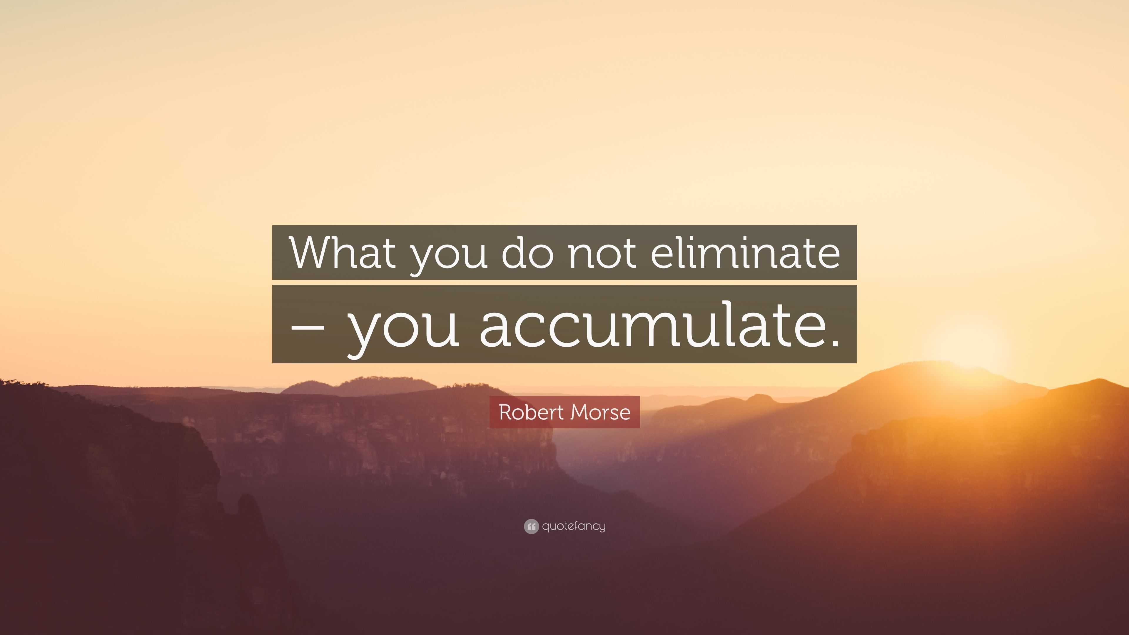 Robert Morse Quote: “What you do not eliminate – you accumulate.”