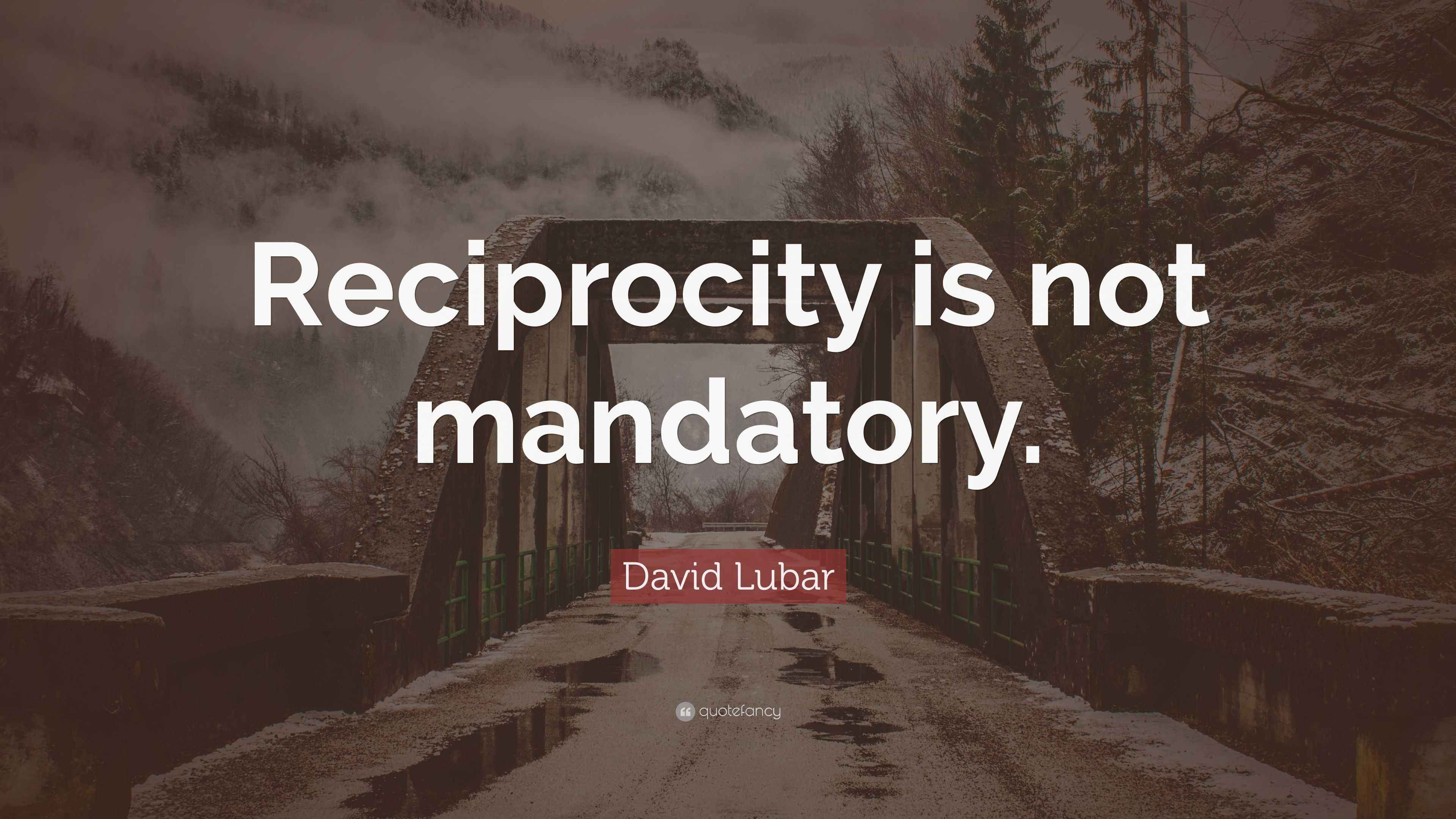 David Lubar Quote: “Reciprocity is not mandatory.”