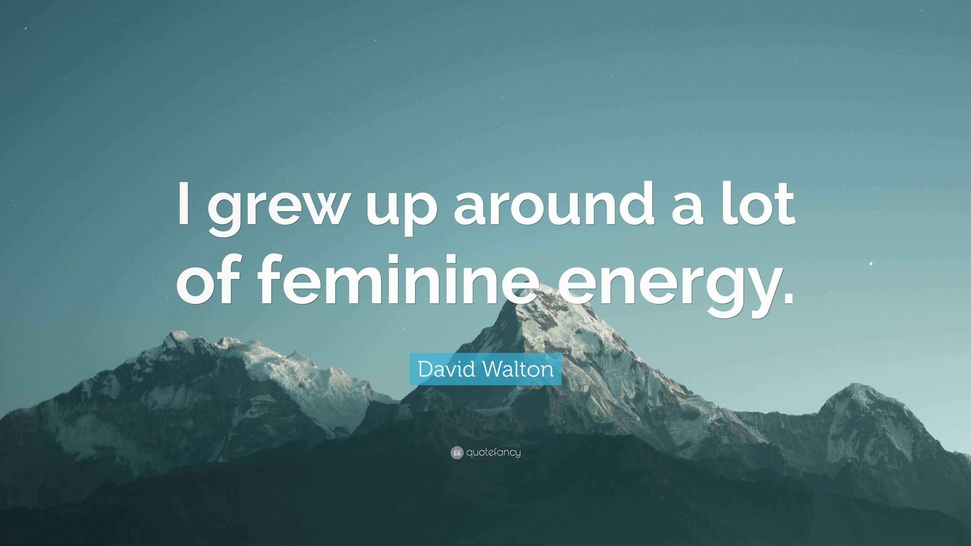 David Walton Quote: “I grew up around a lot of feminine energy.”