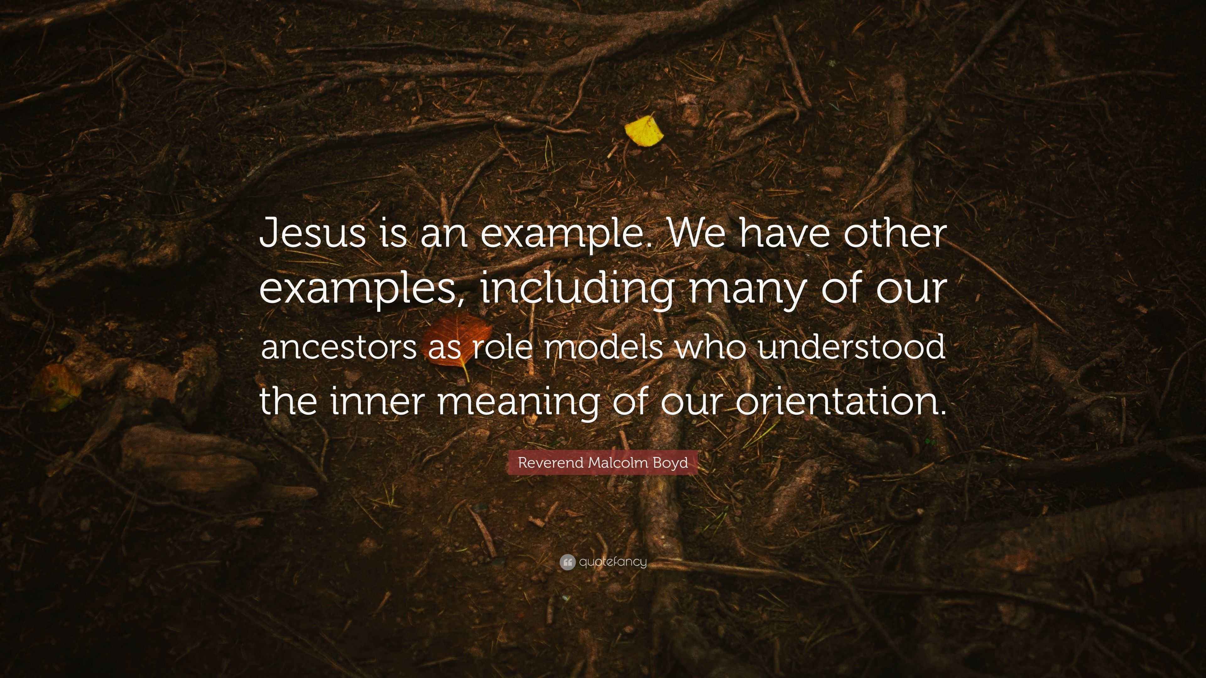Reverend Malcolm Boyd Quote: “Jesus is an example. We have other ...