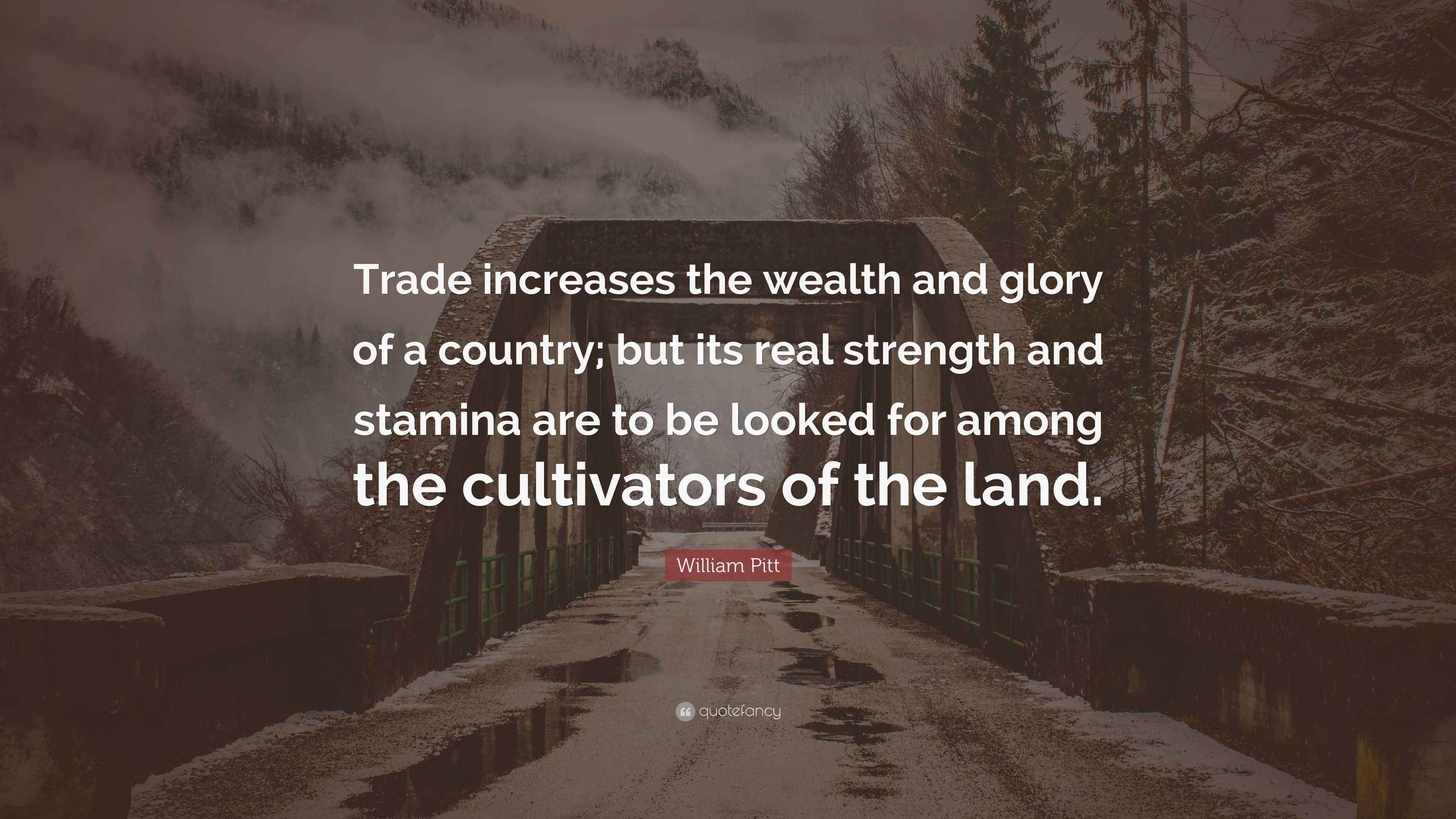 William Pitt Quote: “Trade increases the wealth and glory of a country ...