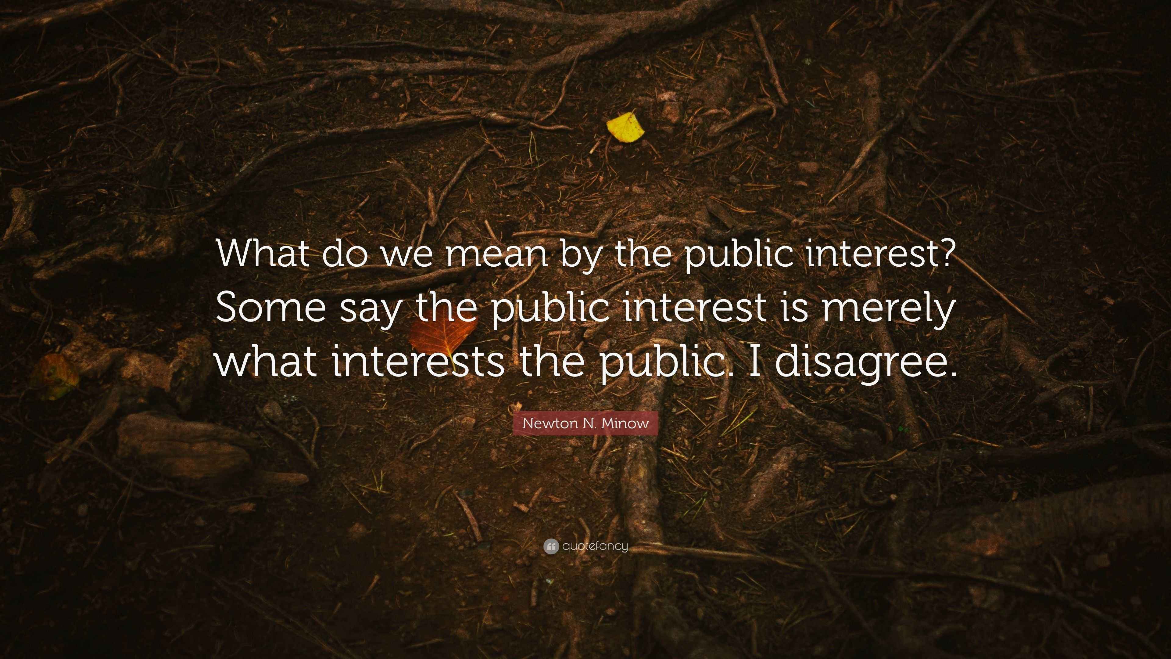 Newton N. Minow Quote: “What do we mean by the public interest? Some ...