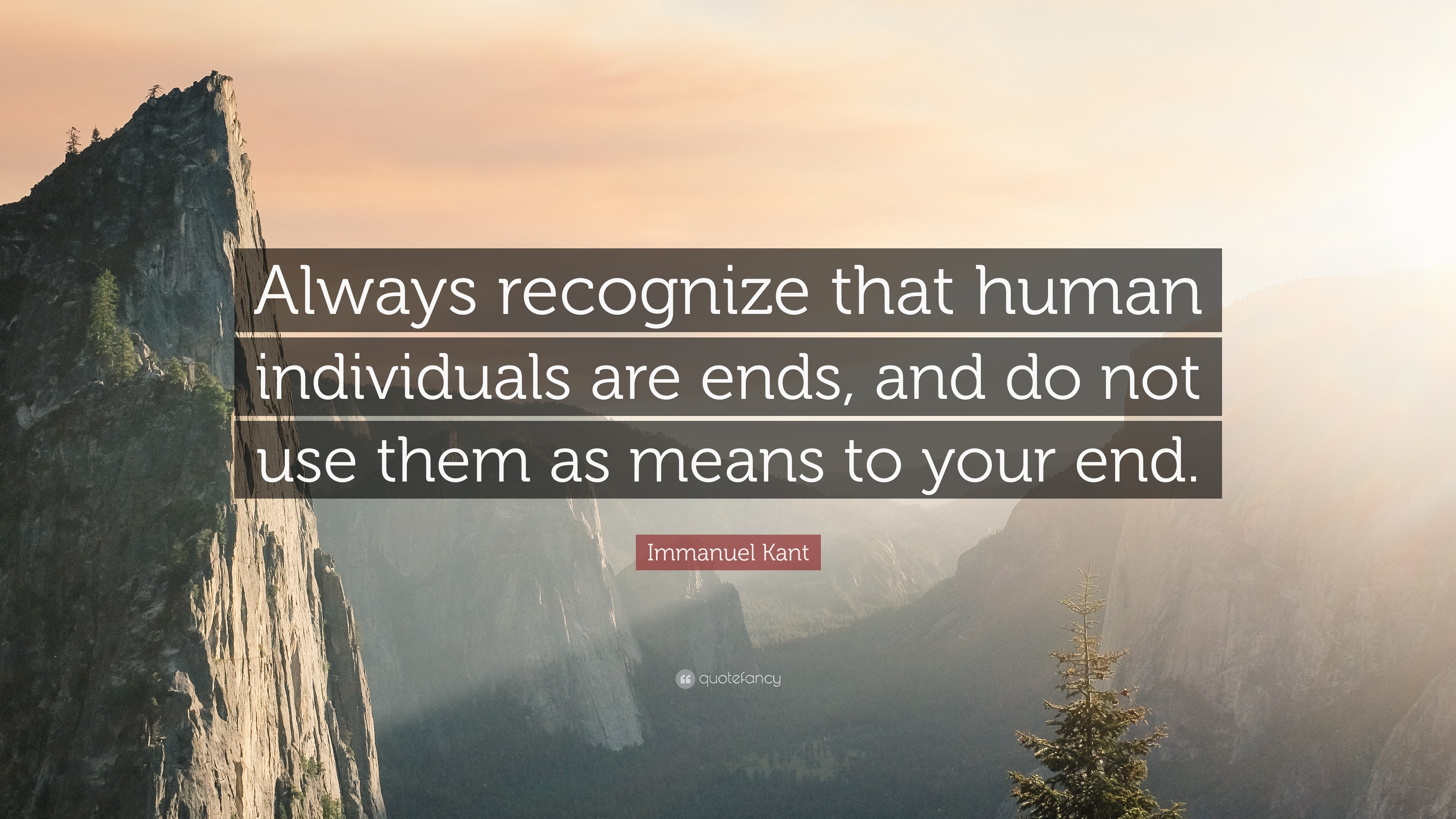 Immanuel Kant Quote: “Always recognize that human individuals are ends ...