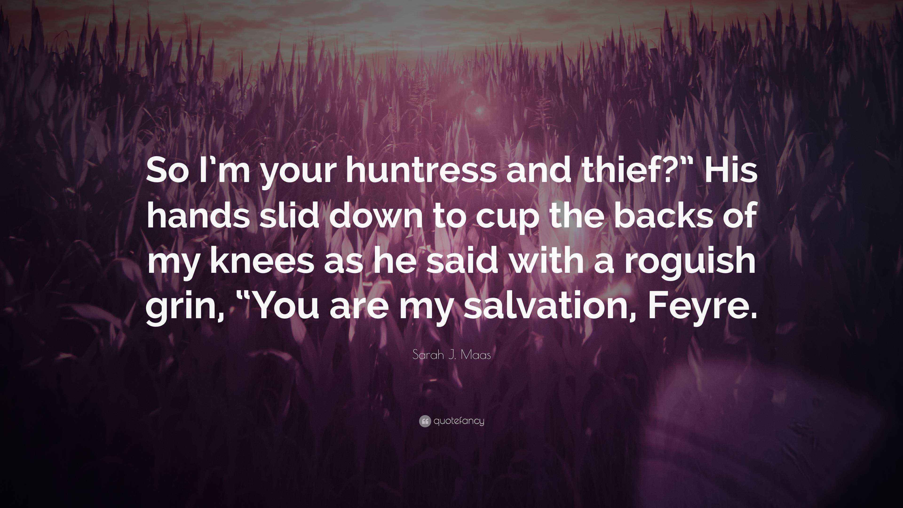 Sarah J. Maas Quote: “So I’m your huntress and thief?” His hands slid ...