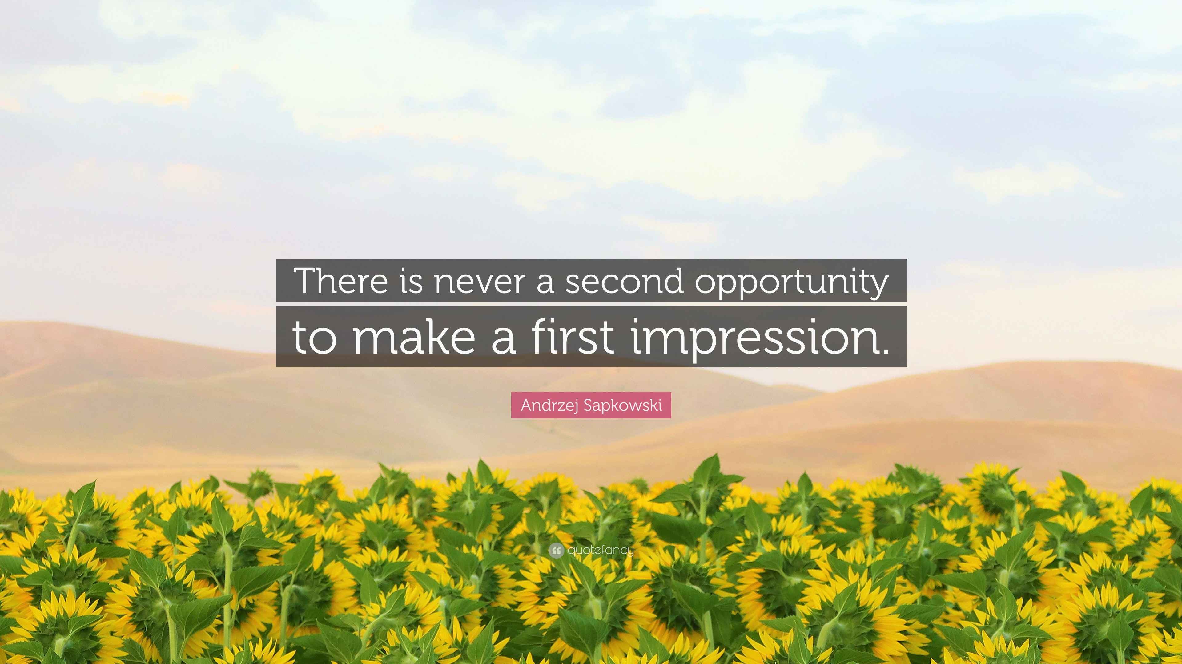 Andrzej Sapkowski Quote: “There is never a second opportunity to make a ...