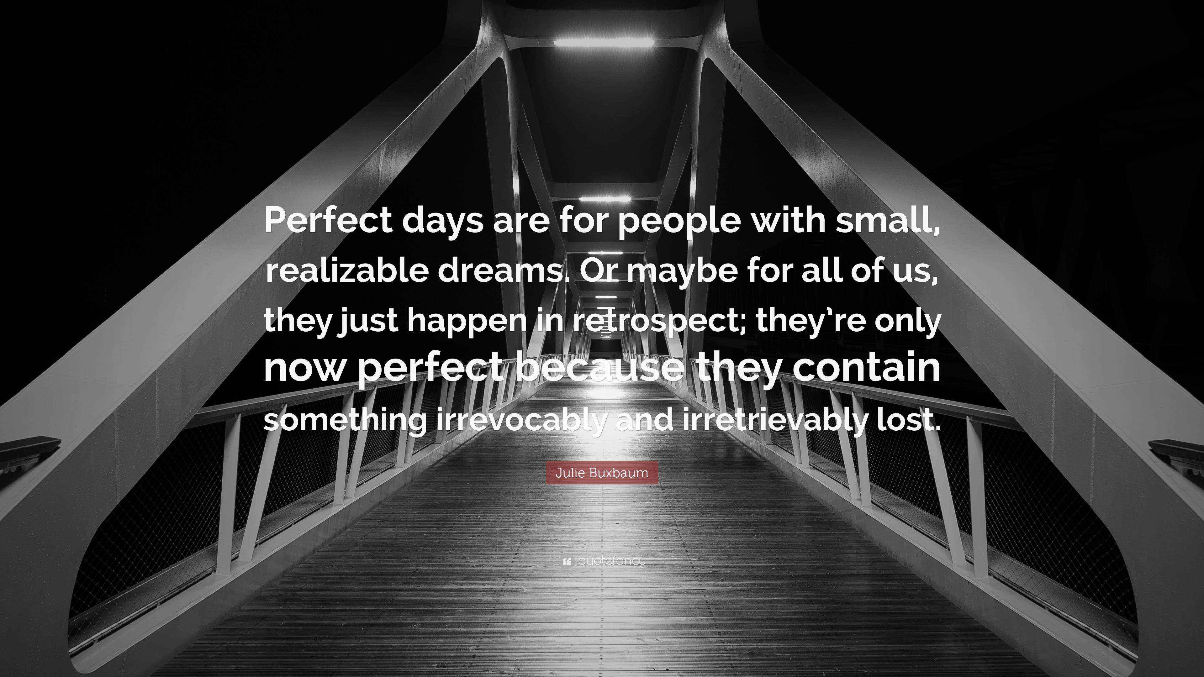 Julie Buxbaum Quote: “Perfect days are for people with small ...