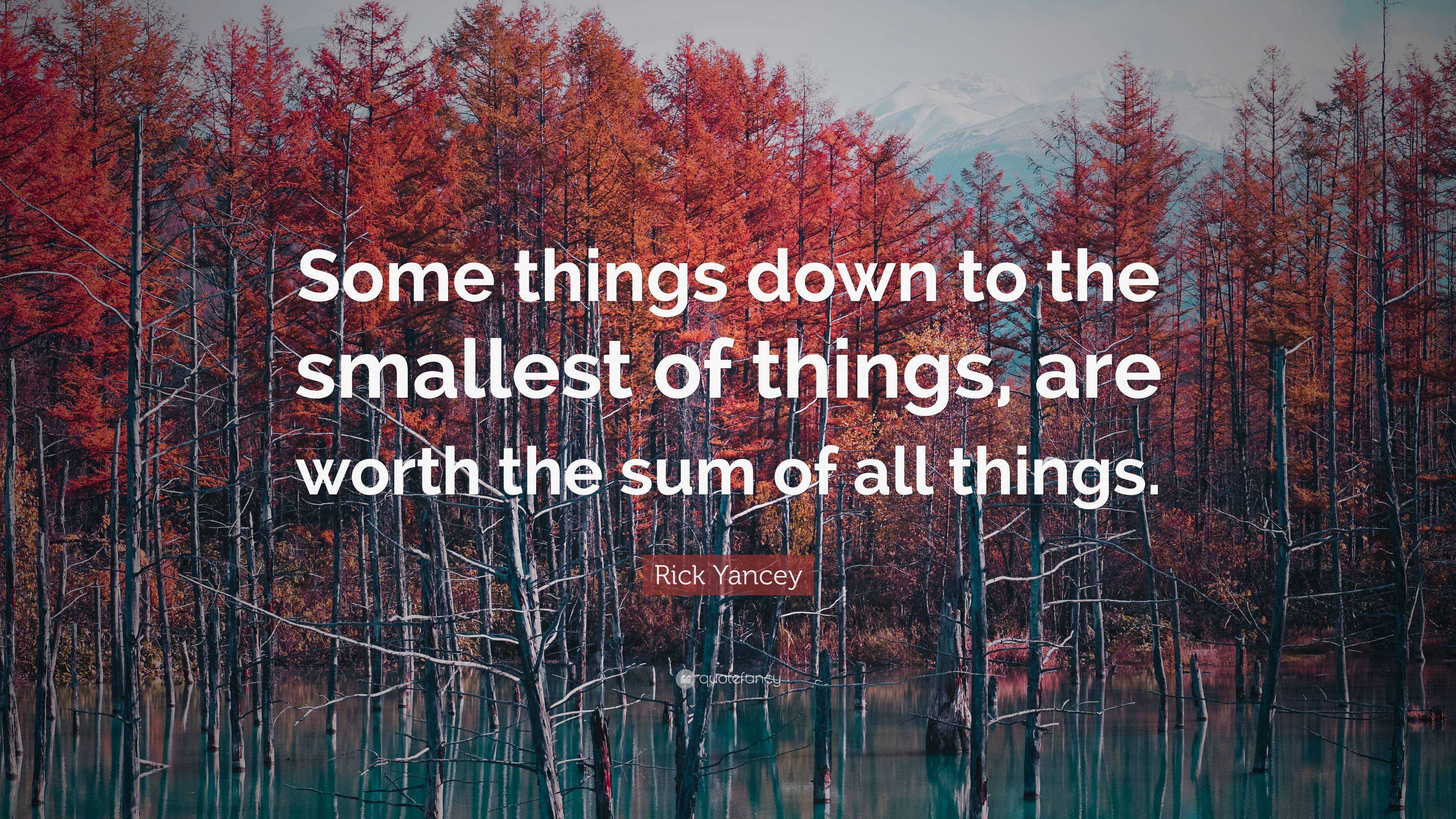Rick Yancey Quote: “Some things down to the smallest of things, are ...