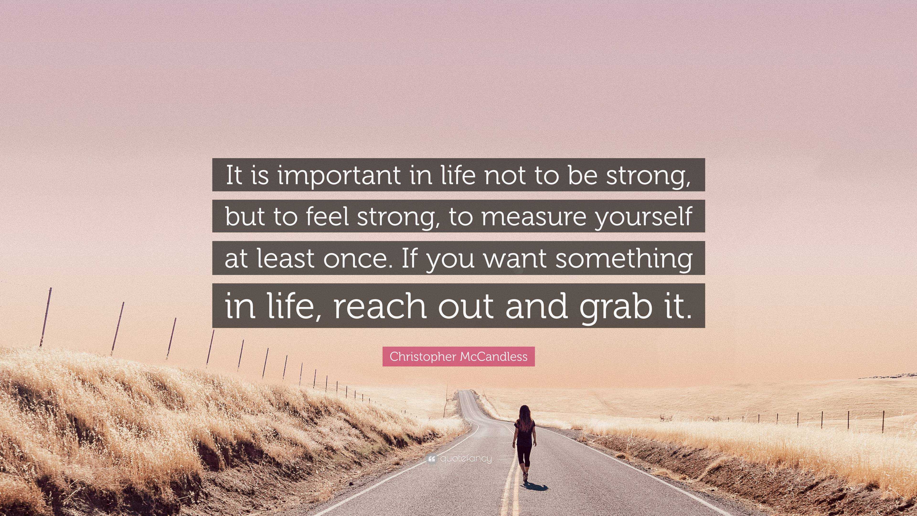 Christopher McCandless Quote: “It is important in life not to be strong ...
