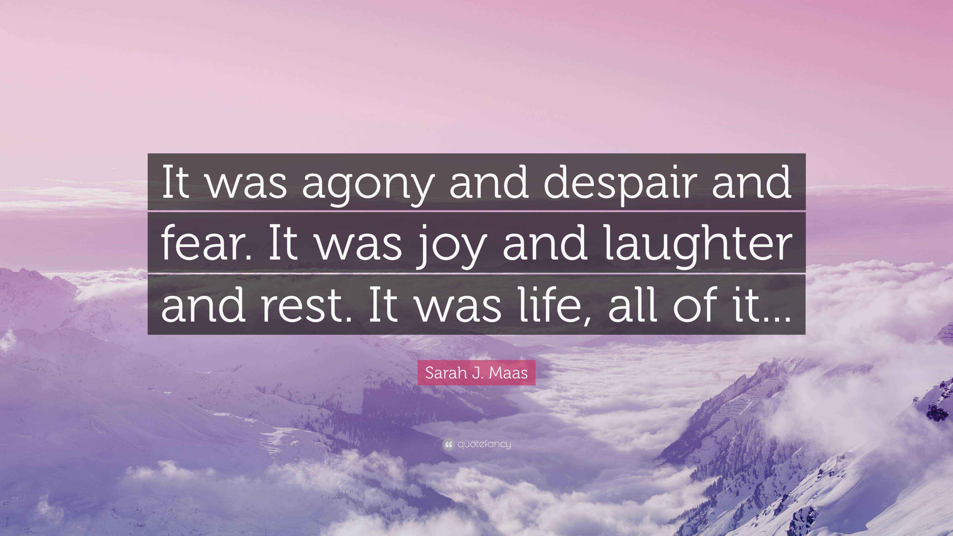 Sarah J. Maas Quote: “It was agony and despair and fear. It was joy and ...