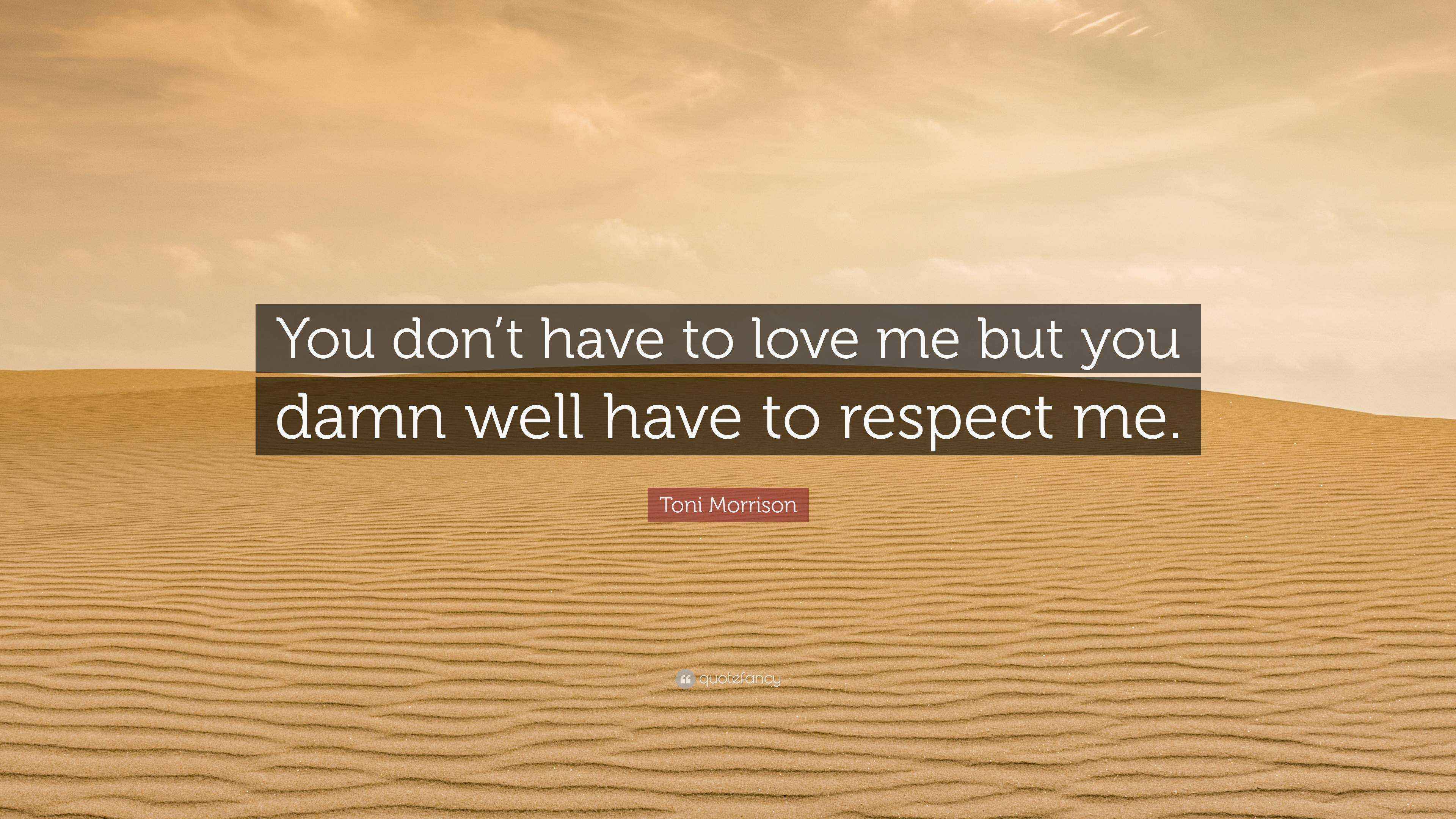Toni Morrison Quote: “You don’t have to love me but you damn well have ...