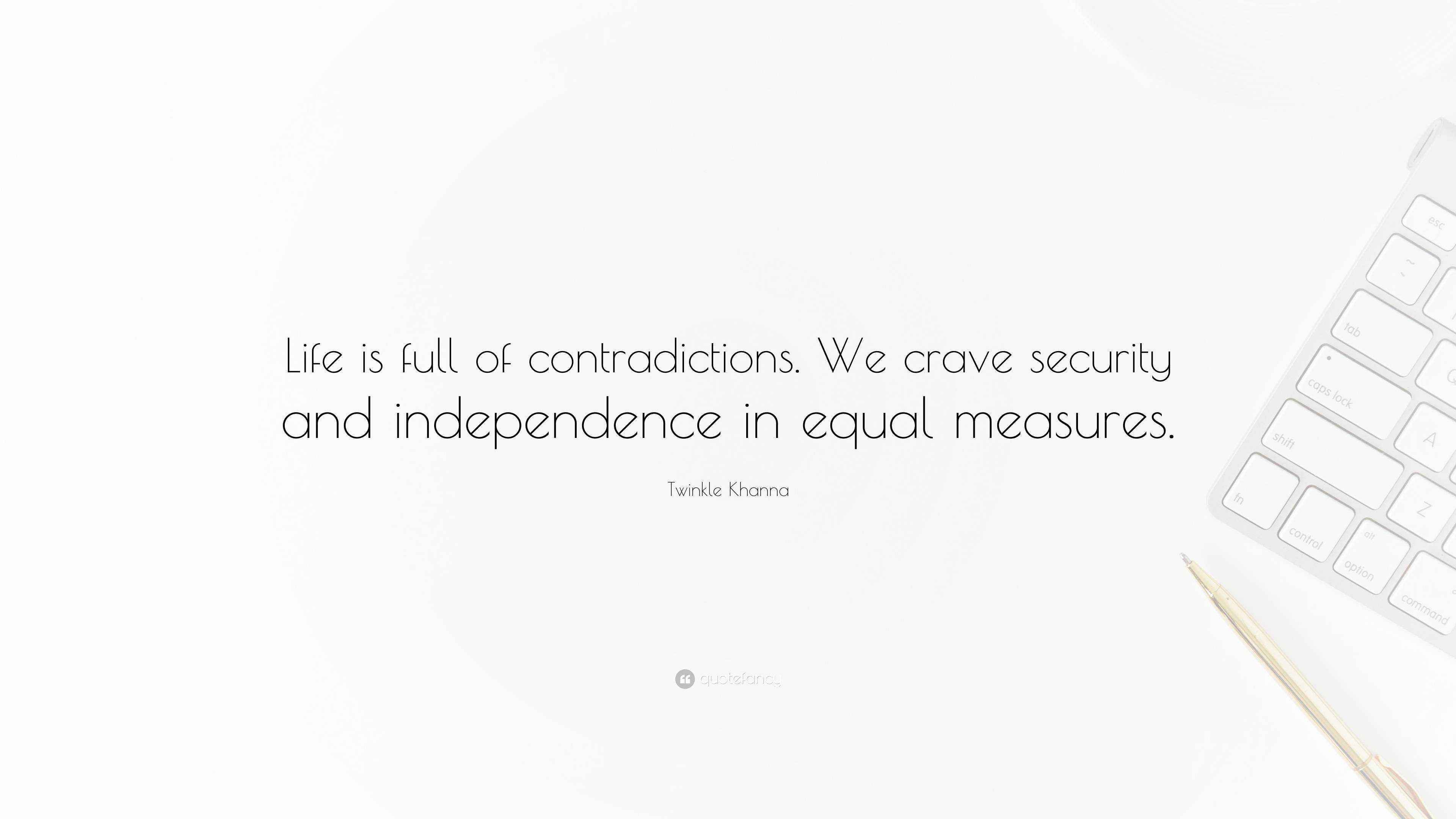 Twinkle Khanna Quote: “Life is full of contradictions. We crave ...