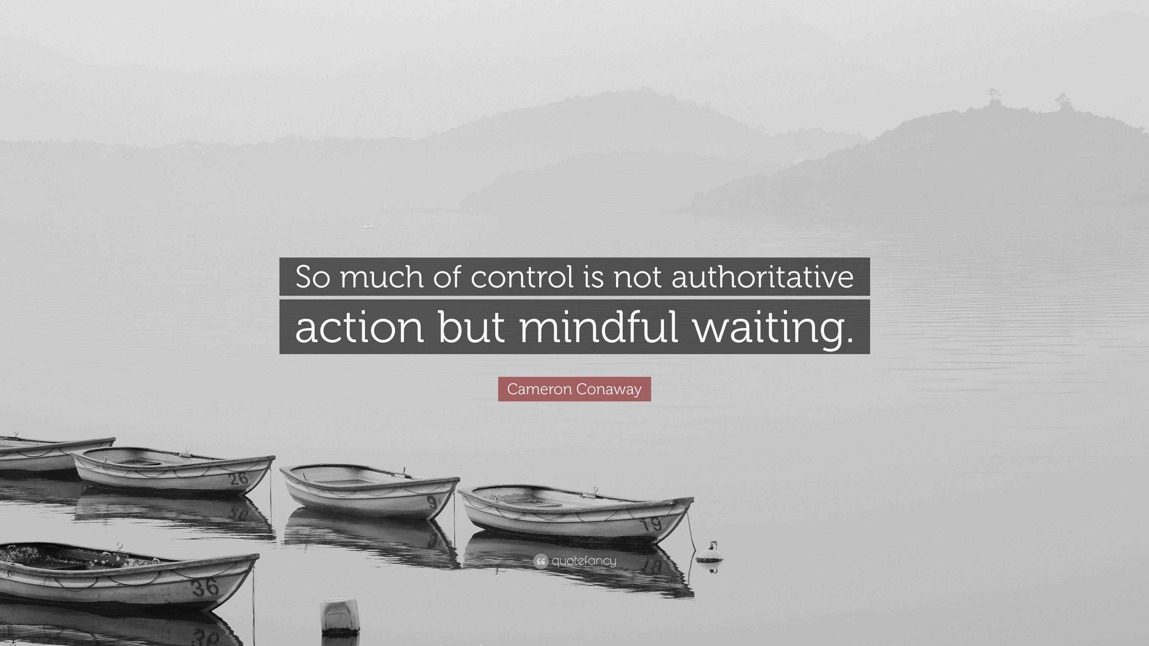 Cameron Conaway Quote: “So much of control is not authoritative action ...