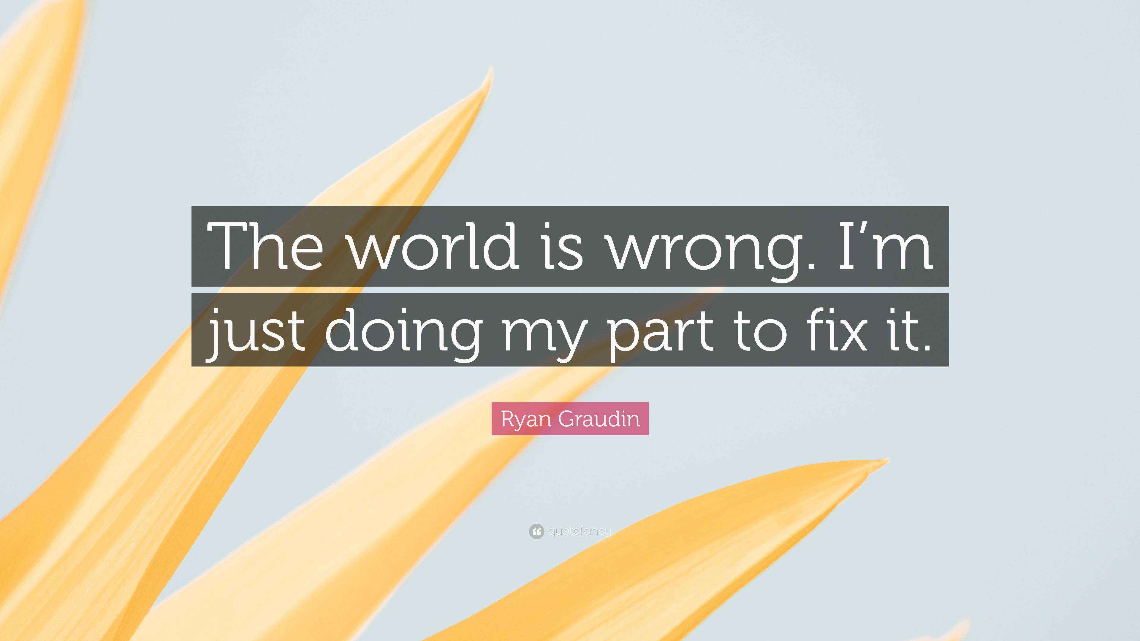 Ryan Graudin Quote: “The world is wrong. I’m just doing my part to fix it.”