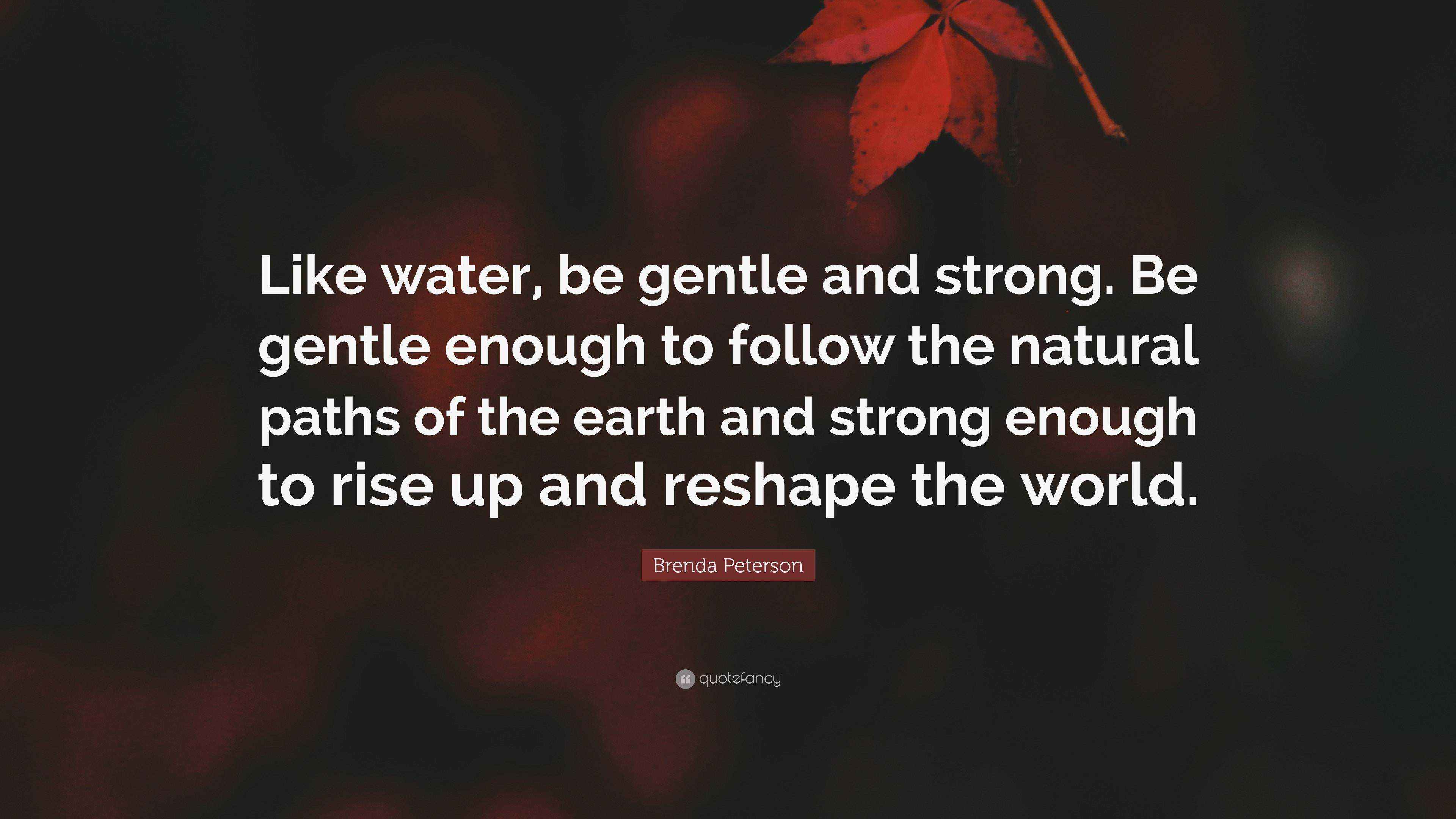 Brenda Peterson Quote: “Like water, be gentle and strong. Be gentle ...