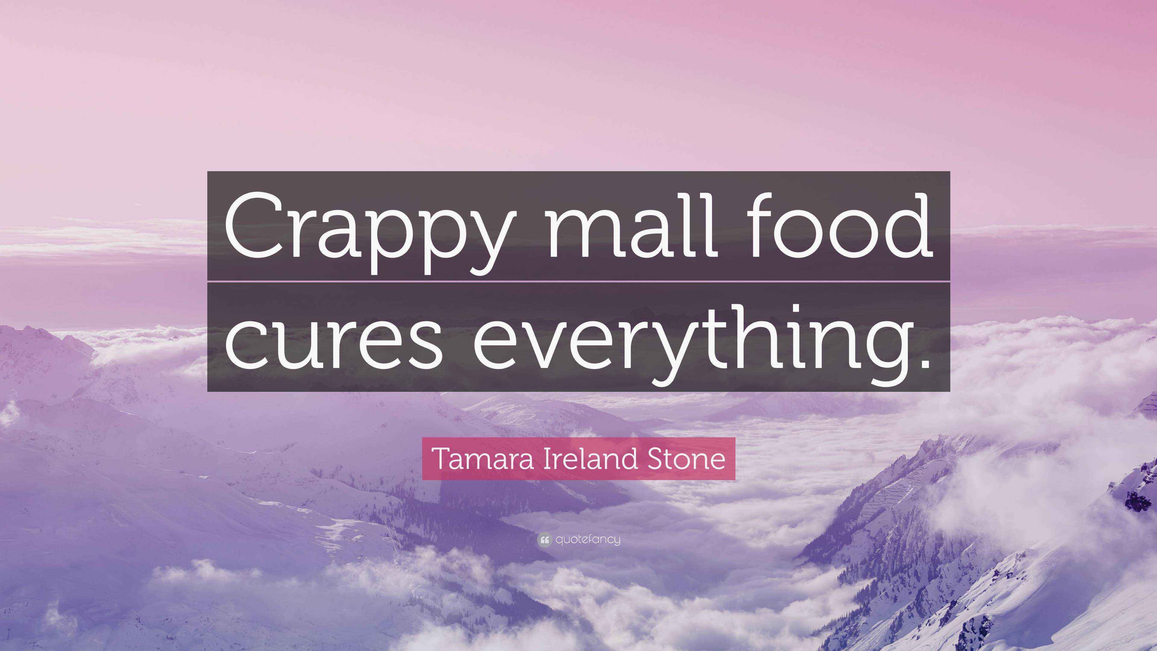 Tamara Ireland Stone Quote: “Crappy mall food cures everything.”
