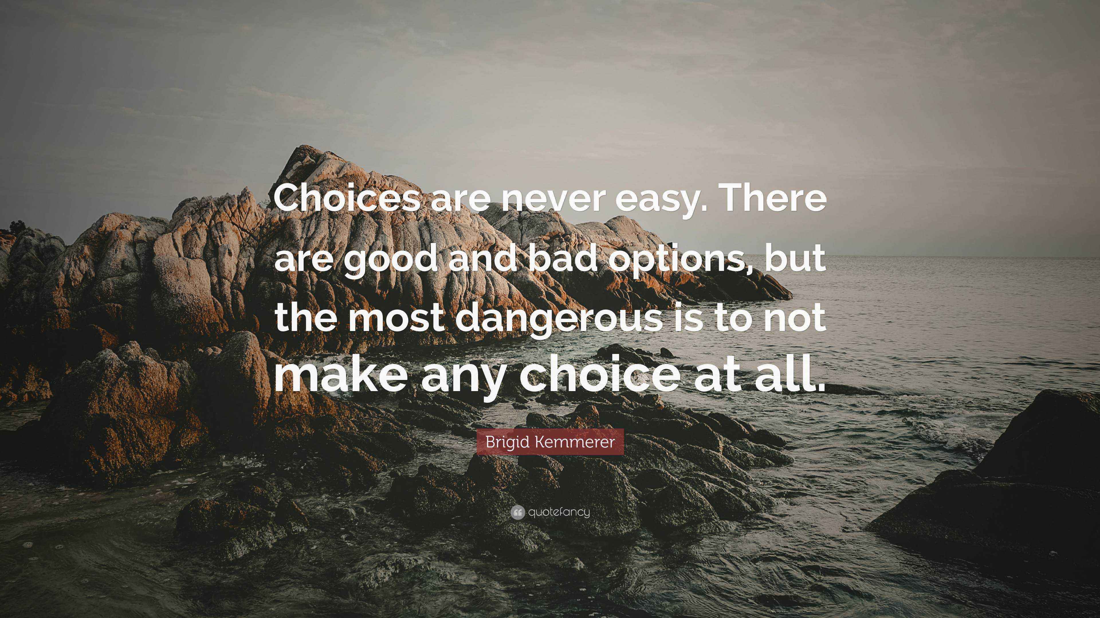 Brigid Kemmerer Quote: “Choices are never easy. There are good and bad ...