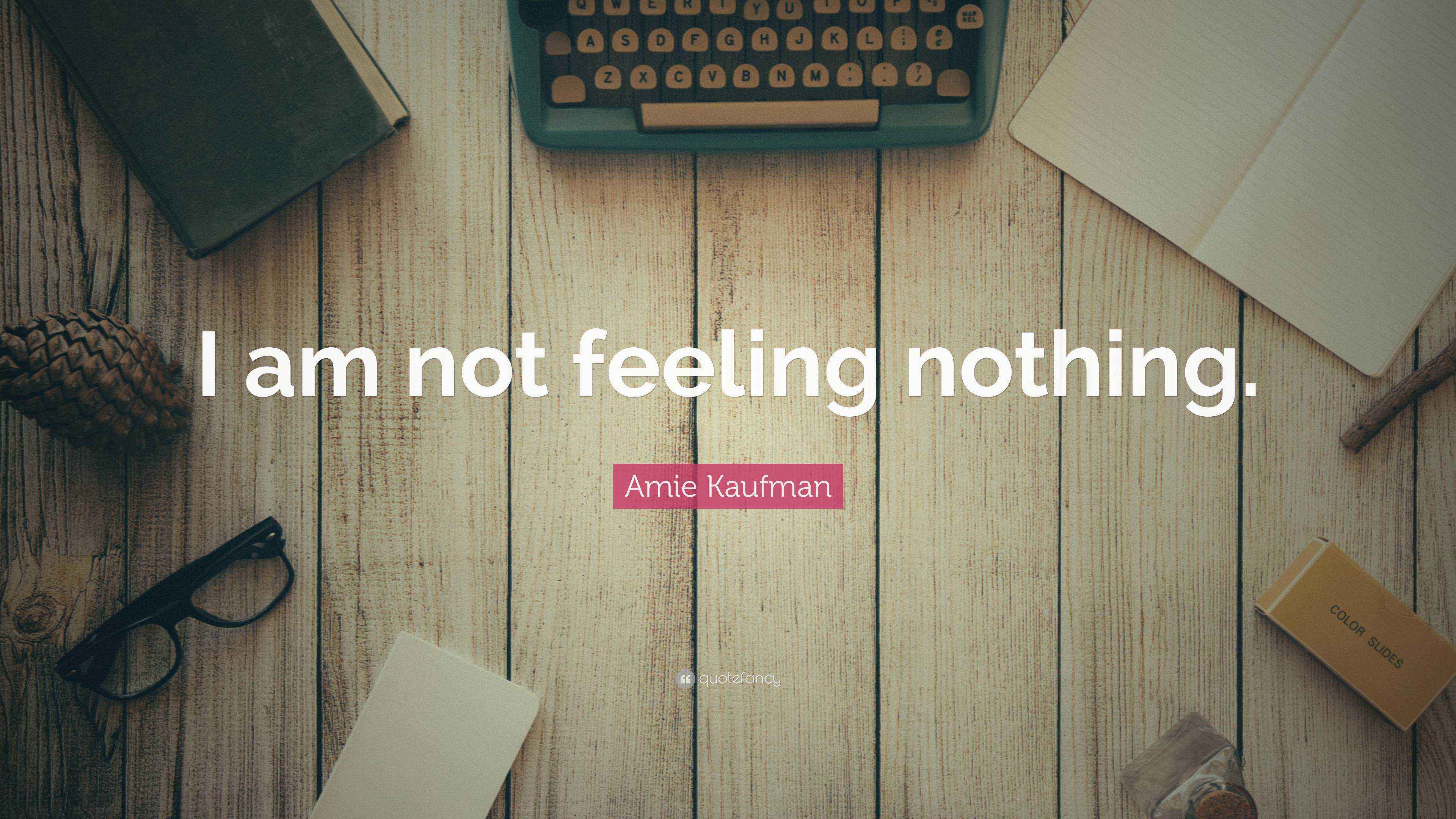 Amie Kaufman Quote: “I am not feeling nothing.”