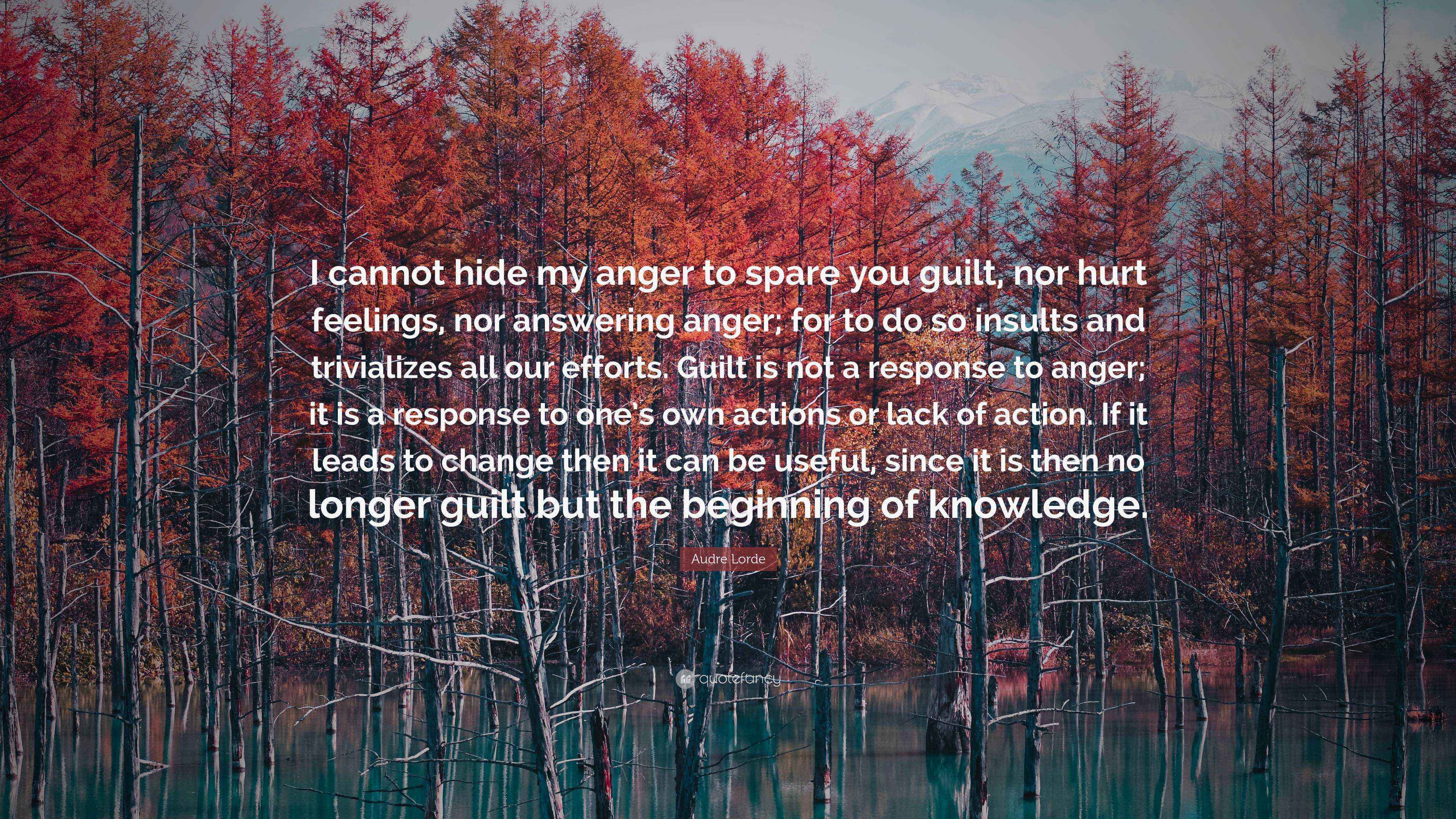 Audre Lorde Quote: “I cannot hide my anger to spare you guilt, nor hurt ...