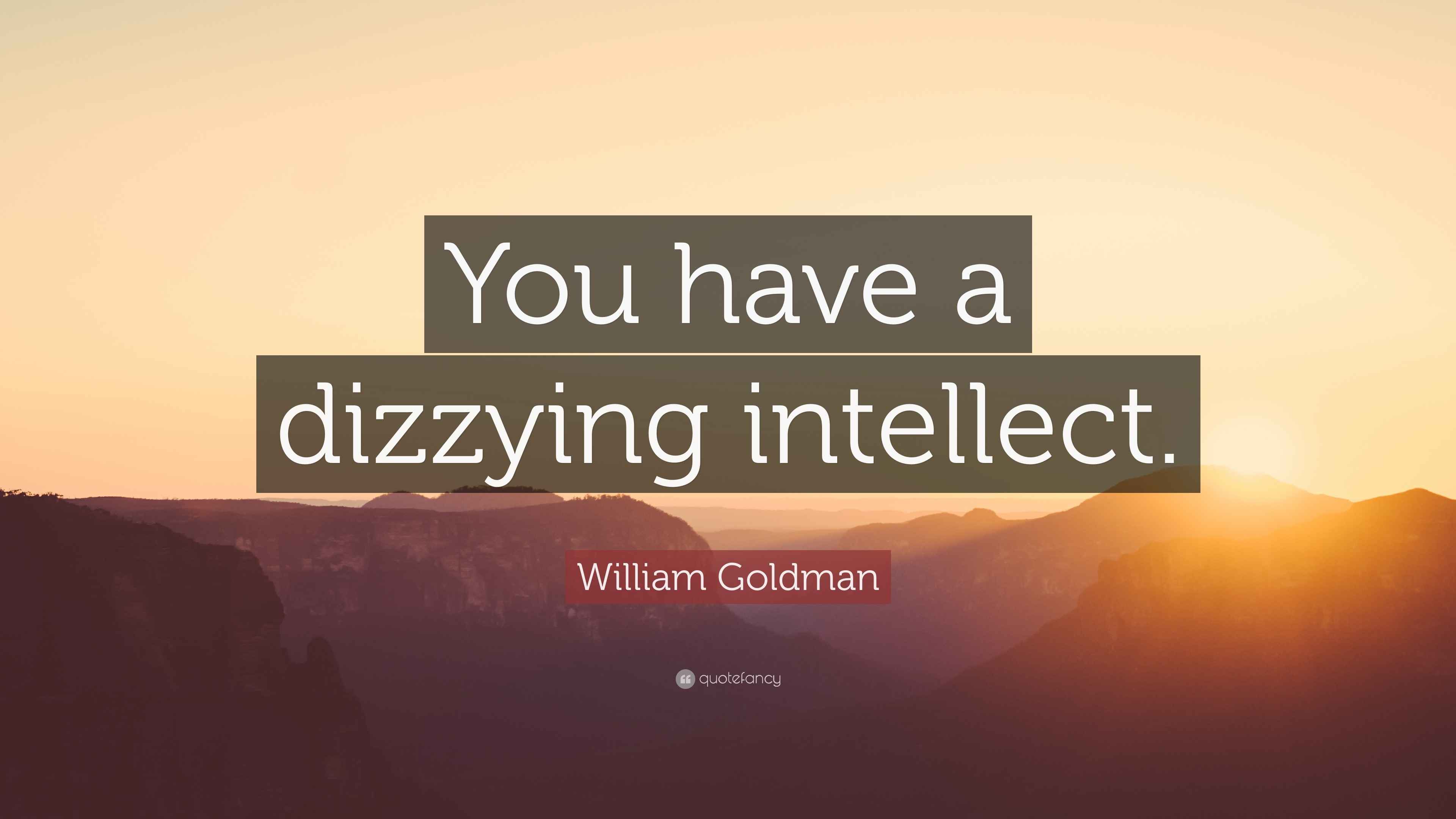 William Goldman Quote: “You have a dizzying intellect.”