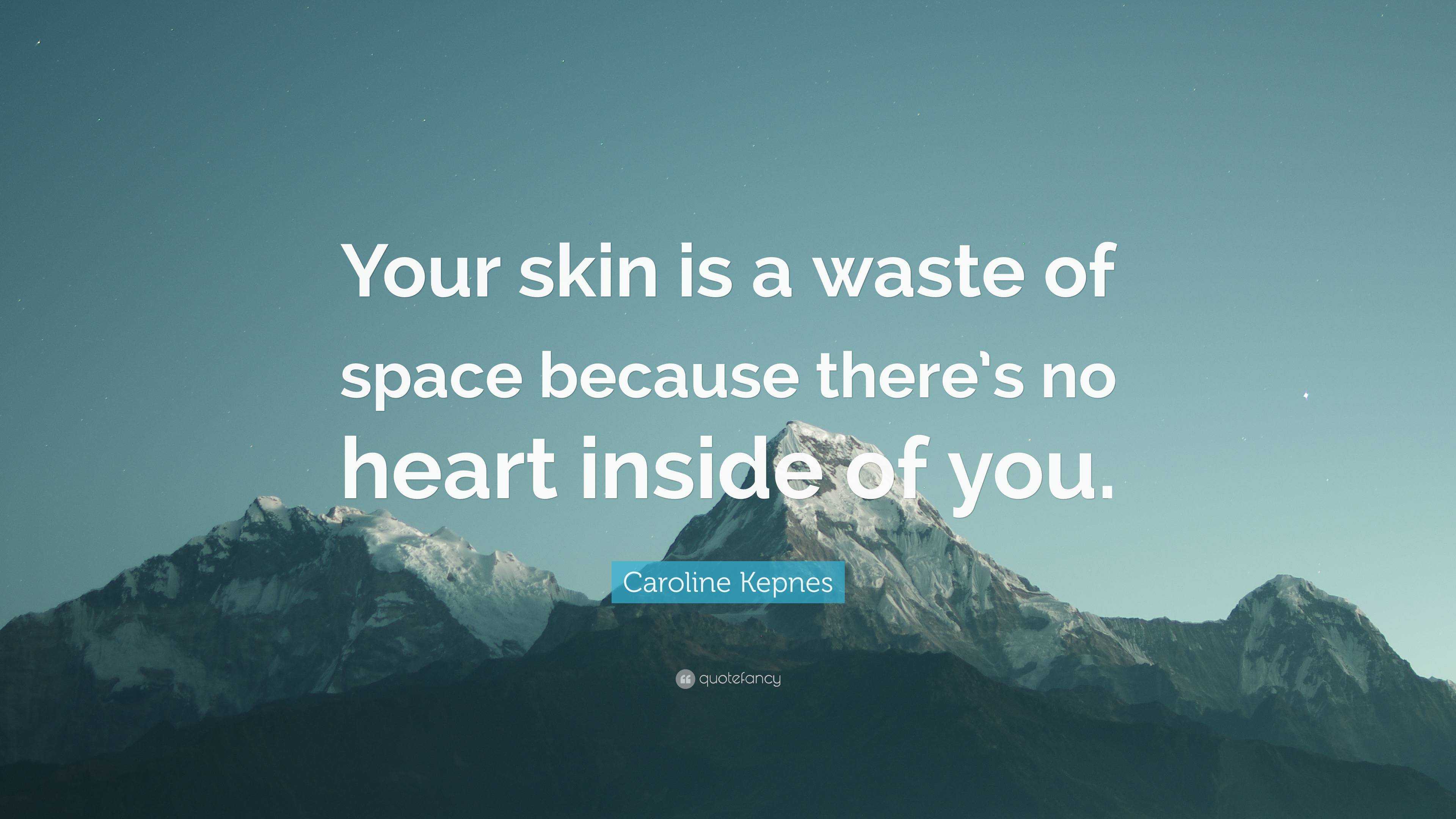 Caroline Kepnes Quote: “Your skin is a waste of space because there’s ...