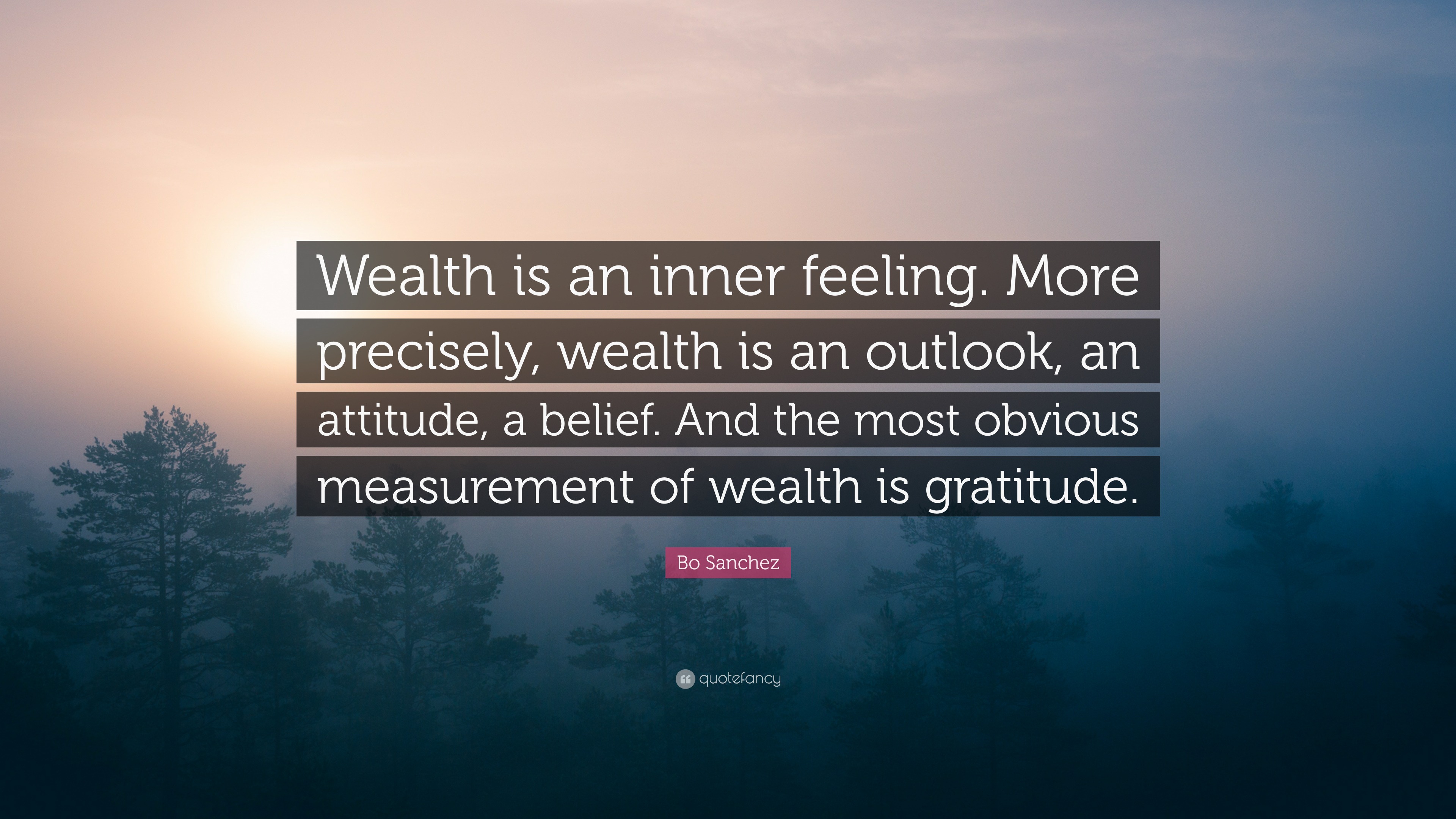 Bo Sanchez Quote: “Wealth is an inner feeling. More precisely, wealth ...