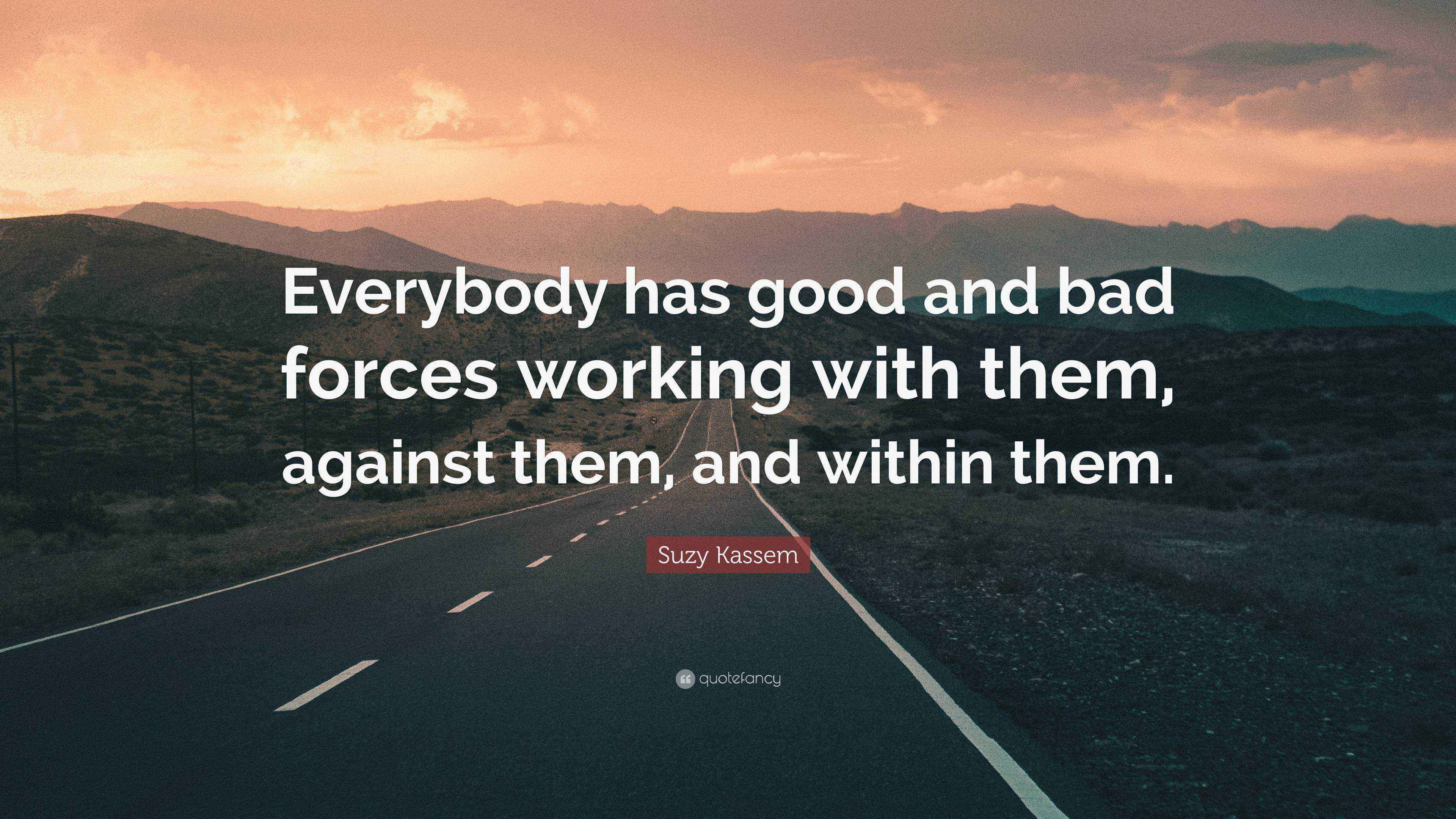 Suzy Kassem Quote: “Everybody has good and bad forces working with them ...
