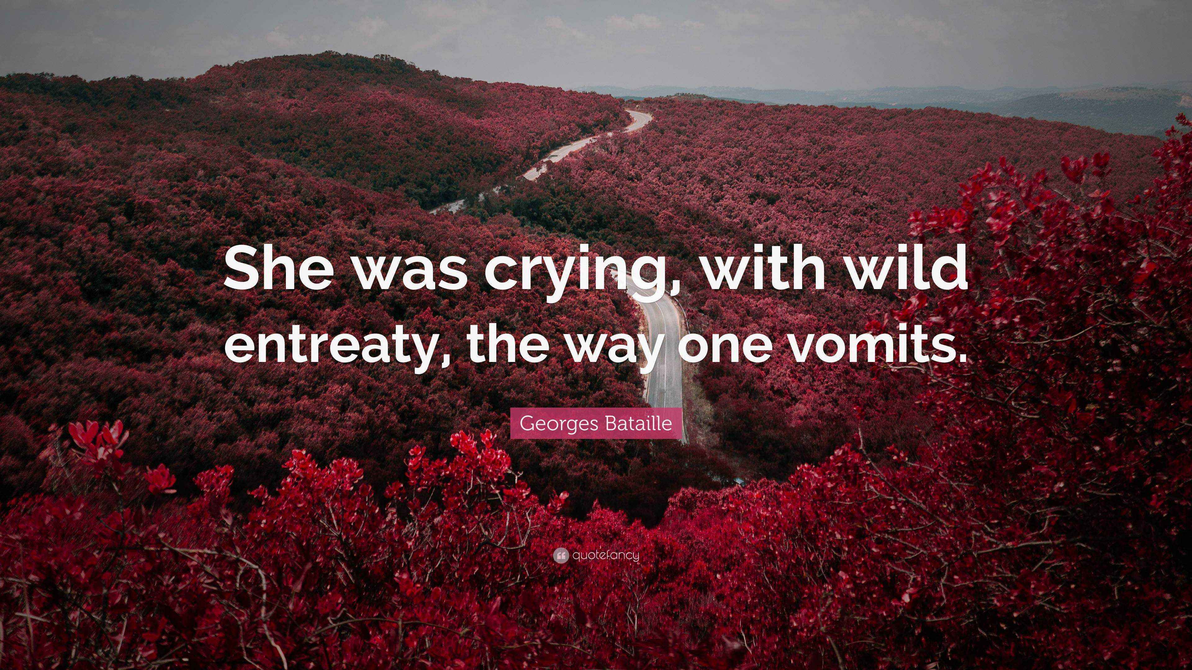 Georges Bataille Quote: “She was crying, with wild entreaty, the way ...