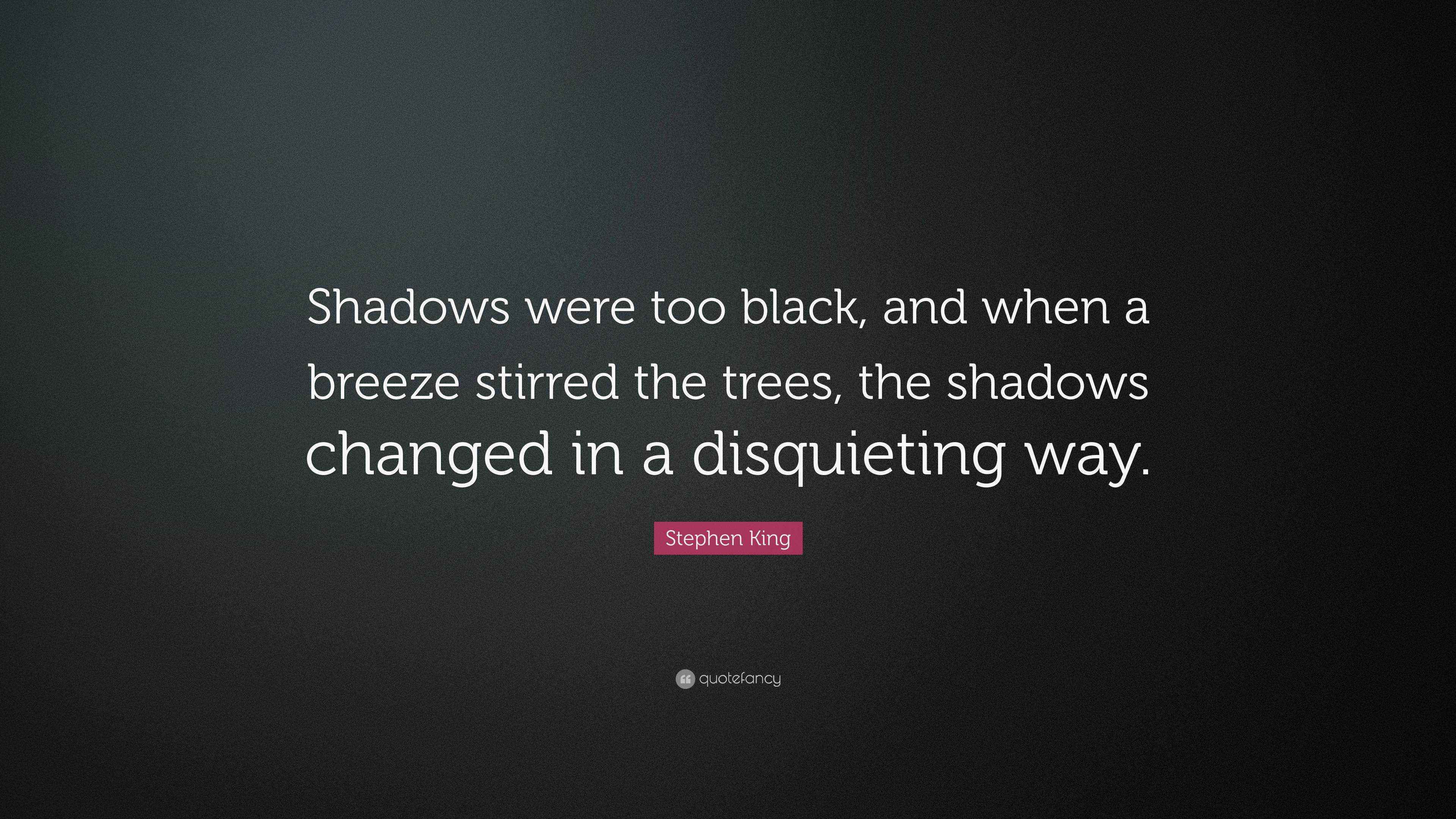 Stephen King Quote: “Shadows were too black, and when a breeze stirred ...