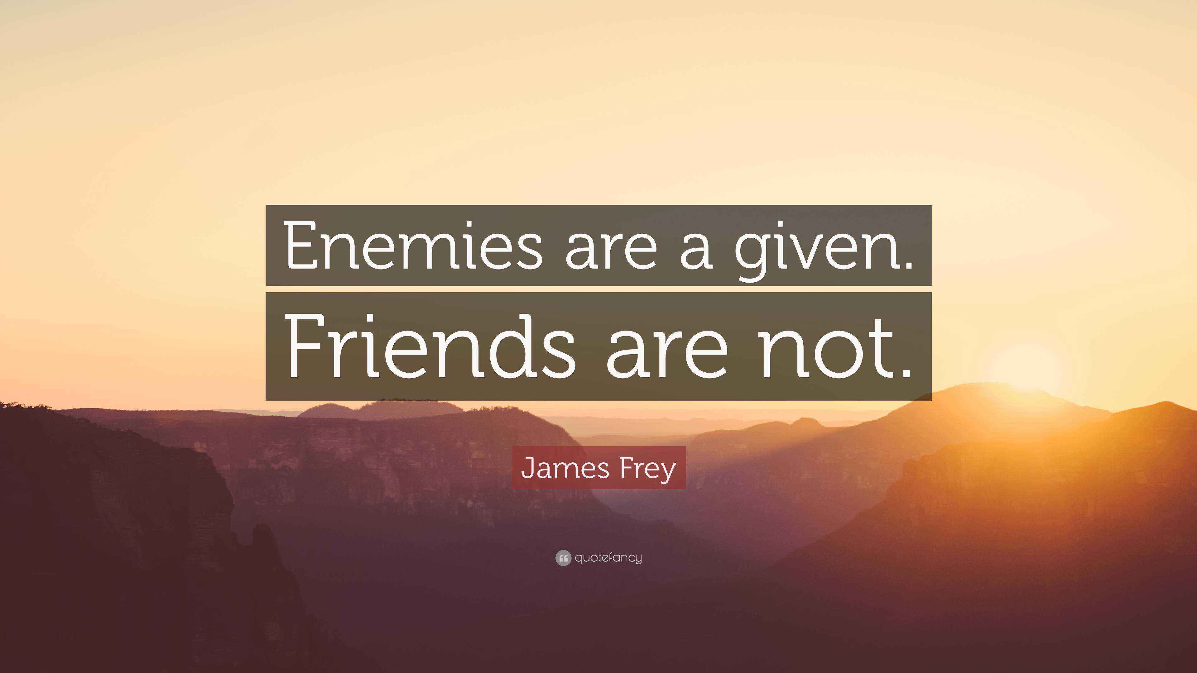 James Frey Quote: “Enemies are a given. Friends are not.”