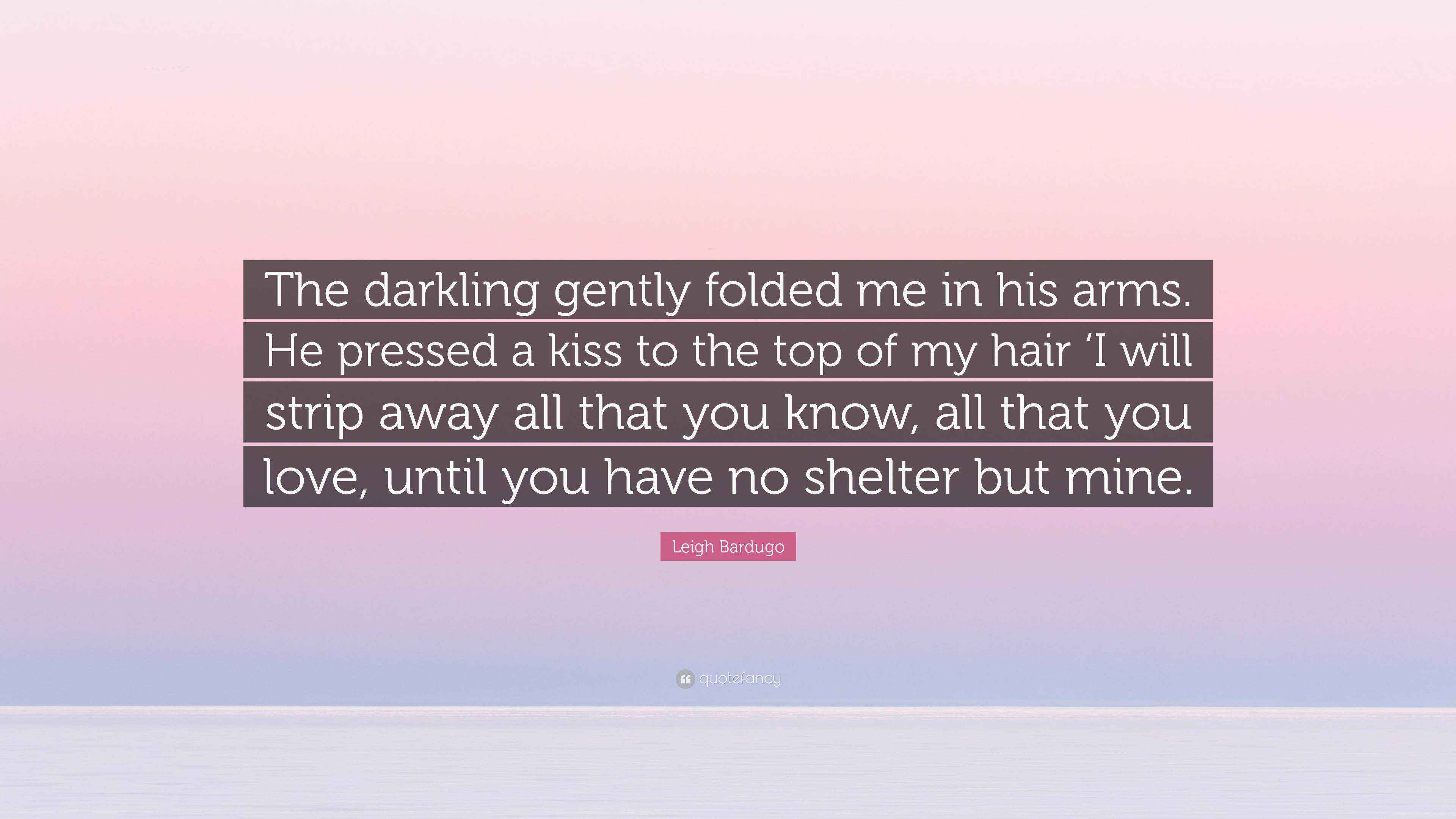 Leigh Bardugo Quote: “The darkling gently folded me in his arms. He ...