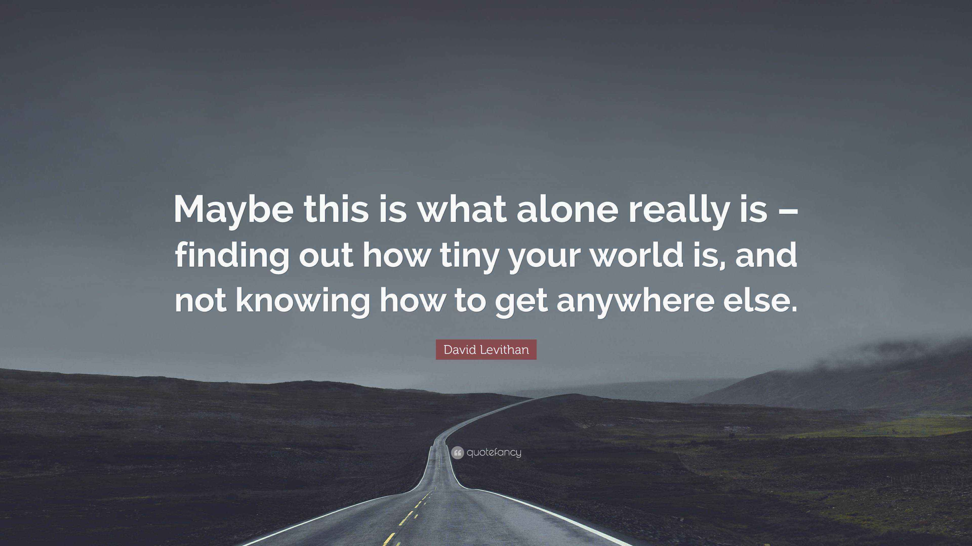 David Levithan Quote: “Maybe this is what alone really is – finding out ...
