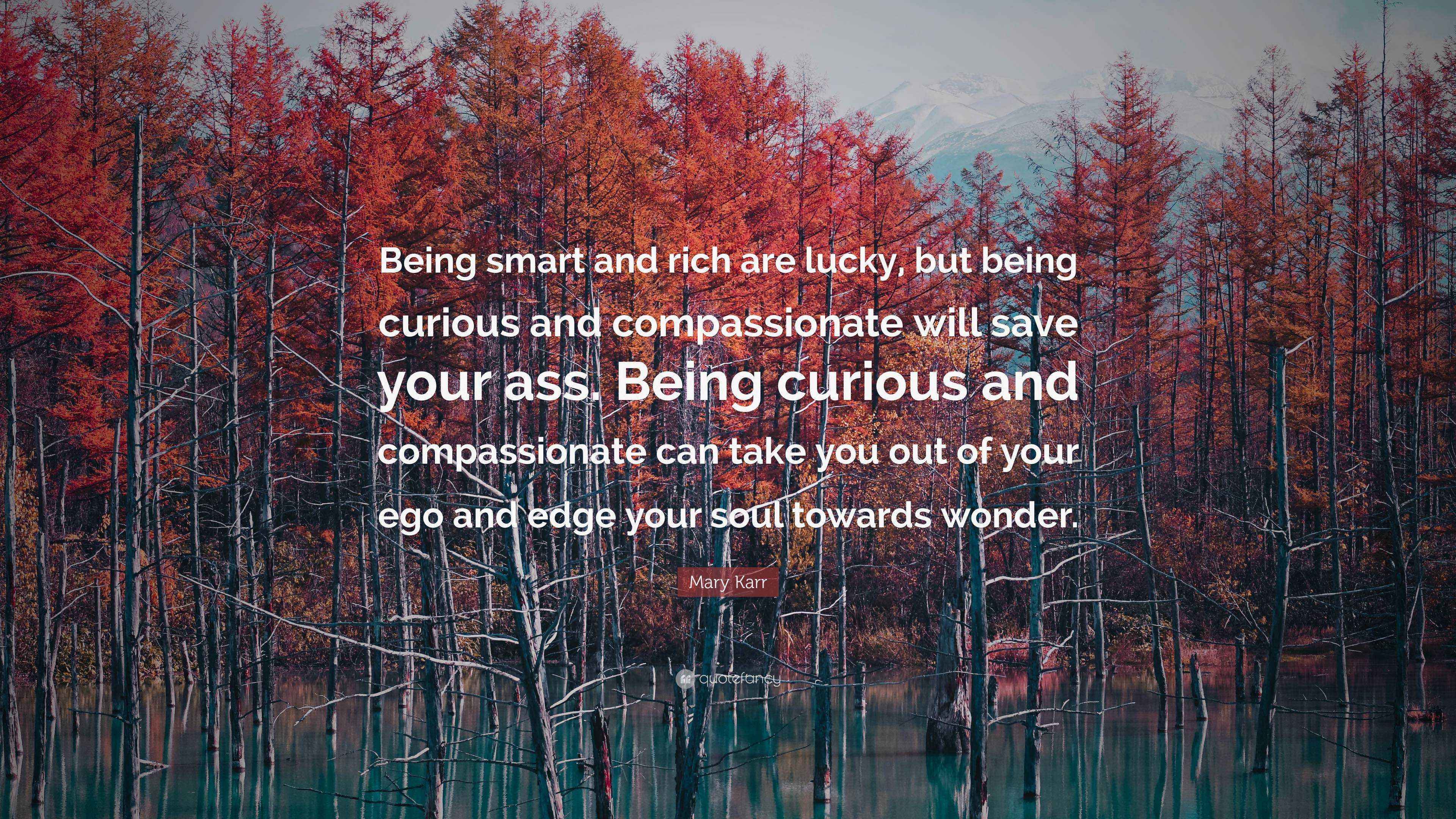Mary Karr Quote: “Being smart and rich are lucky, but being curious and ...