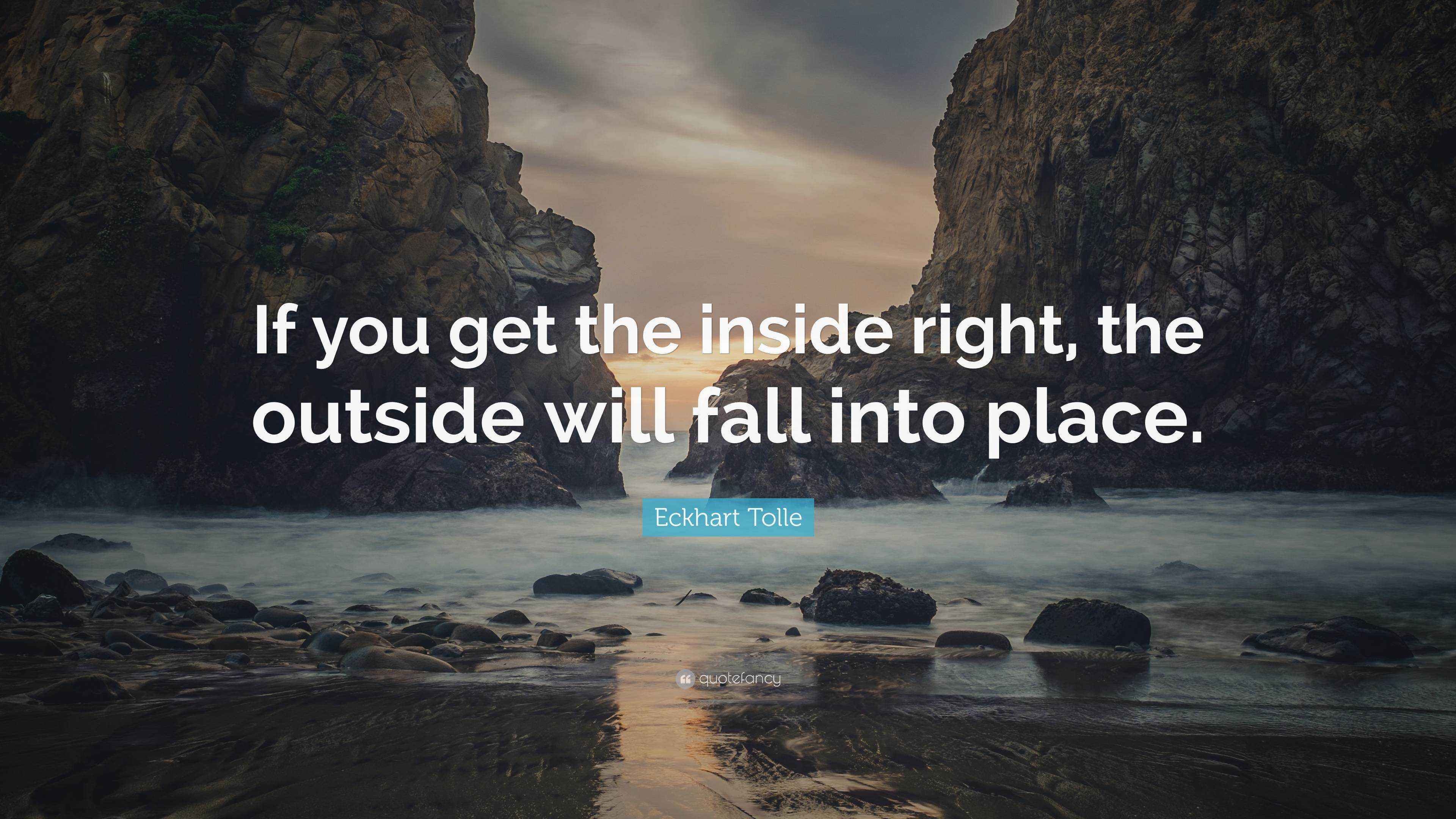 Eckhart Tolle Quote: “If you get the inside right, the outside will ...